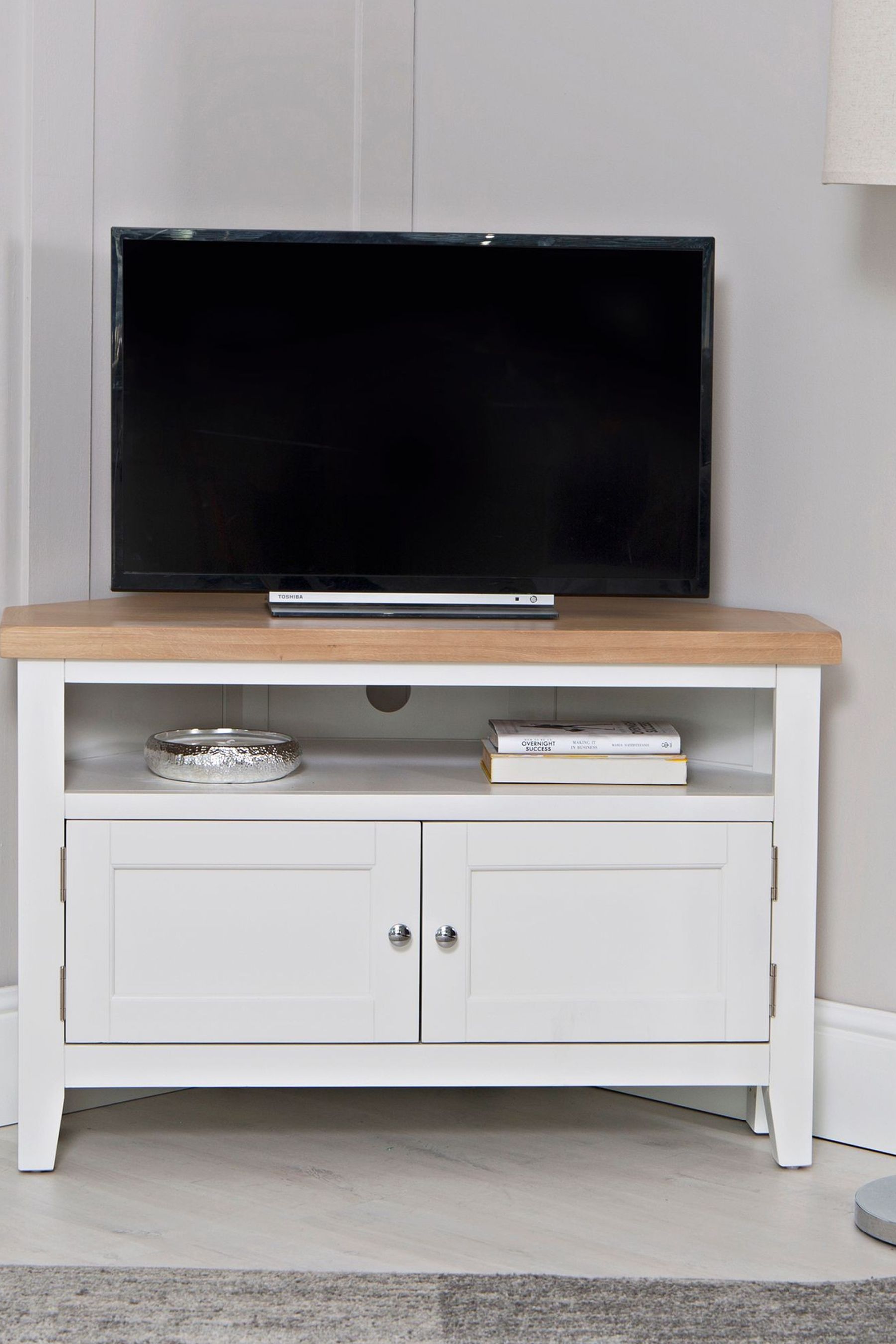 Buy K Interiors White Oak Windsor Solid Wood Corner TV Unit from the ...