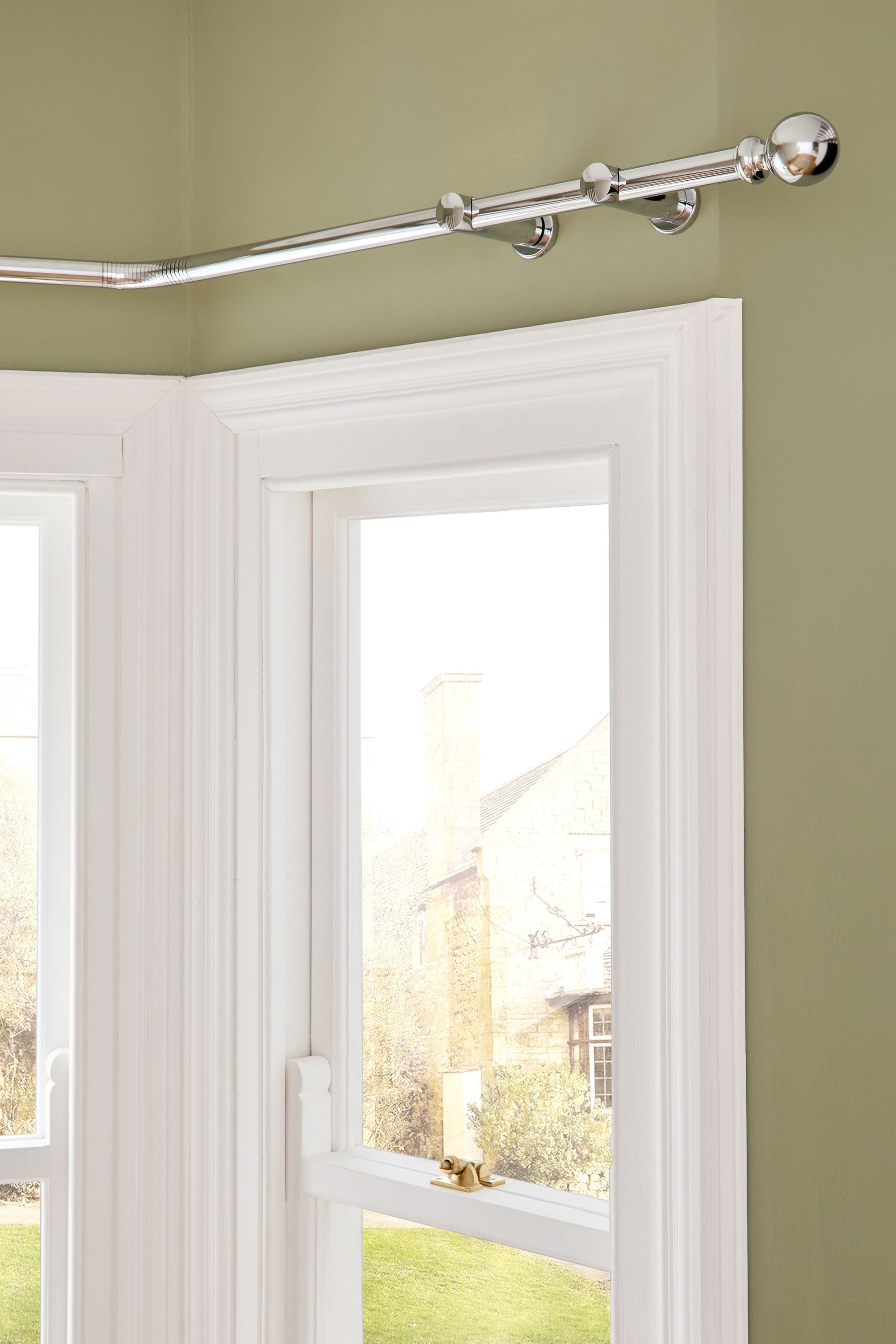 Buy Chrome 4m Bendable Bay Window Curtain Pole Kit from the Next UK ...