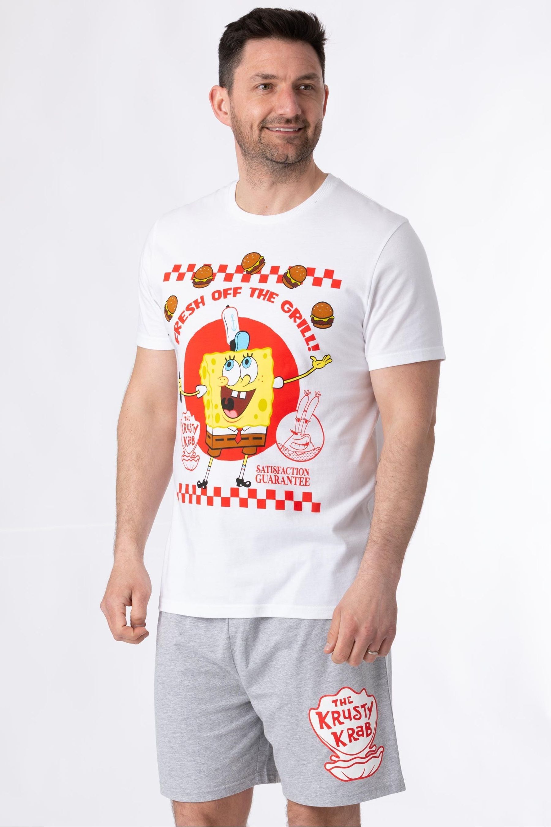Buy Vanilla Underground White Mens Spongebob Short Pyjamas from the ...