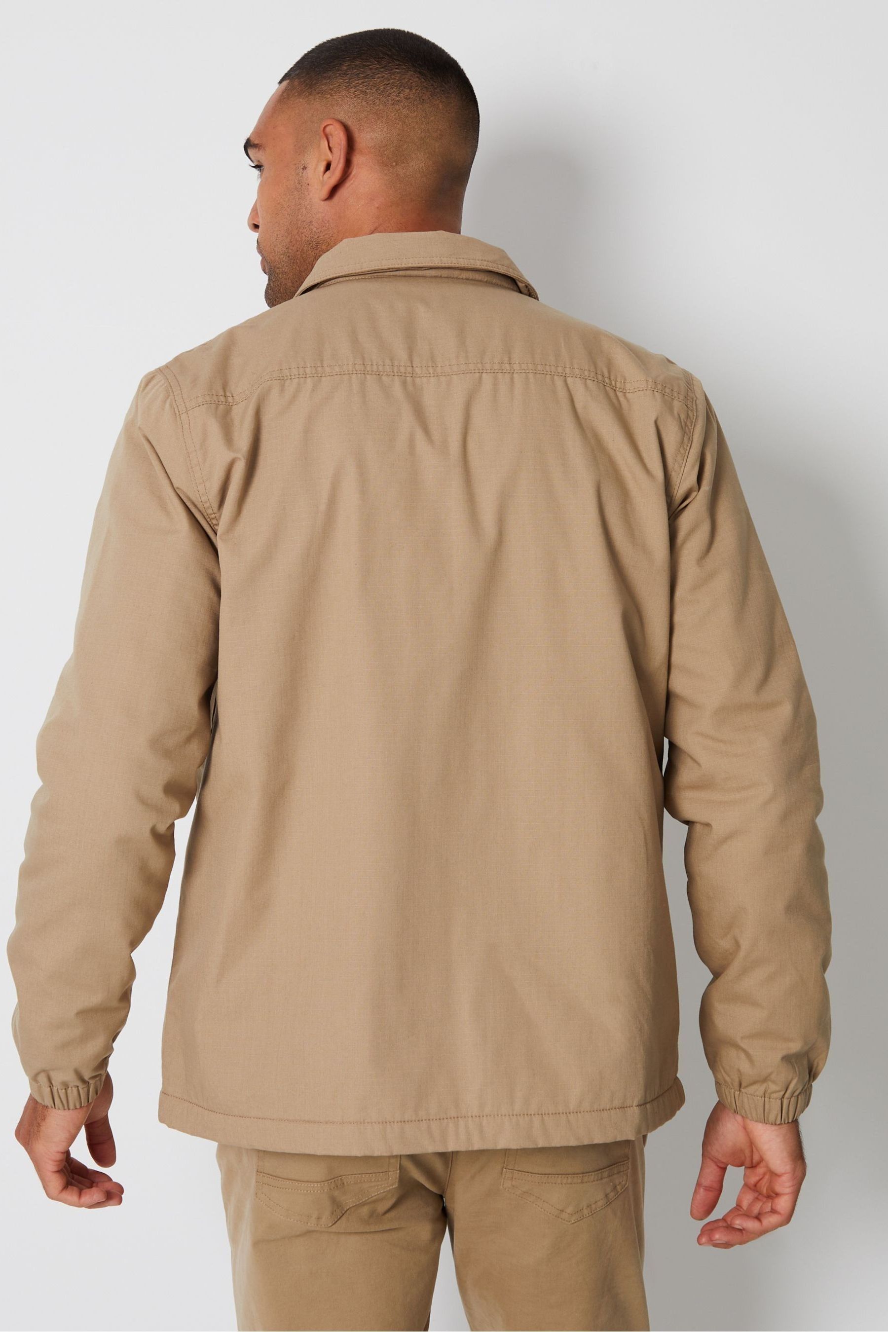 Buy Threadbare Stone Fleece Lined Zip Up Cotton Shacket from the Next ...