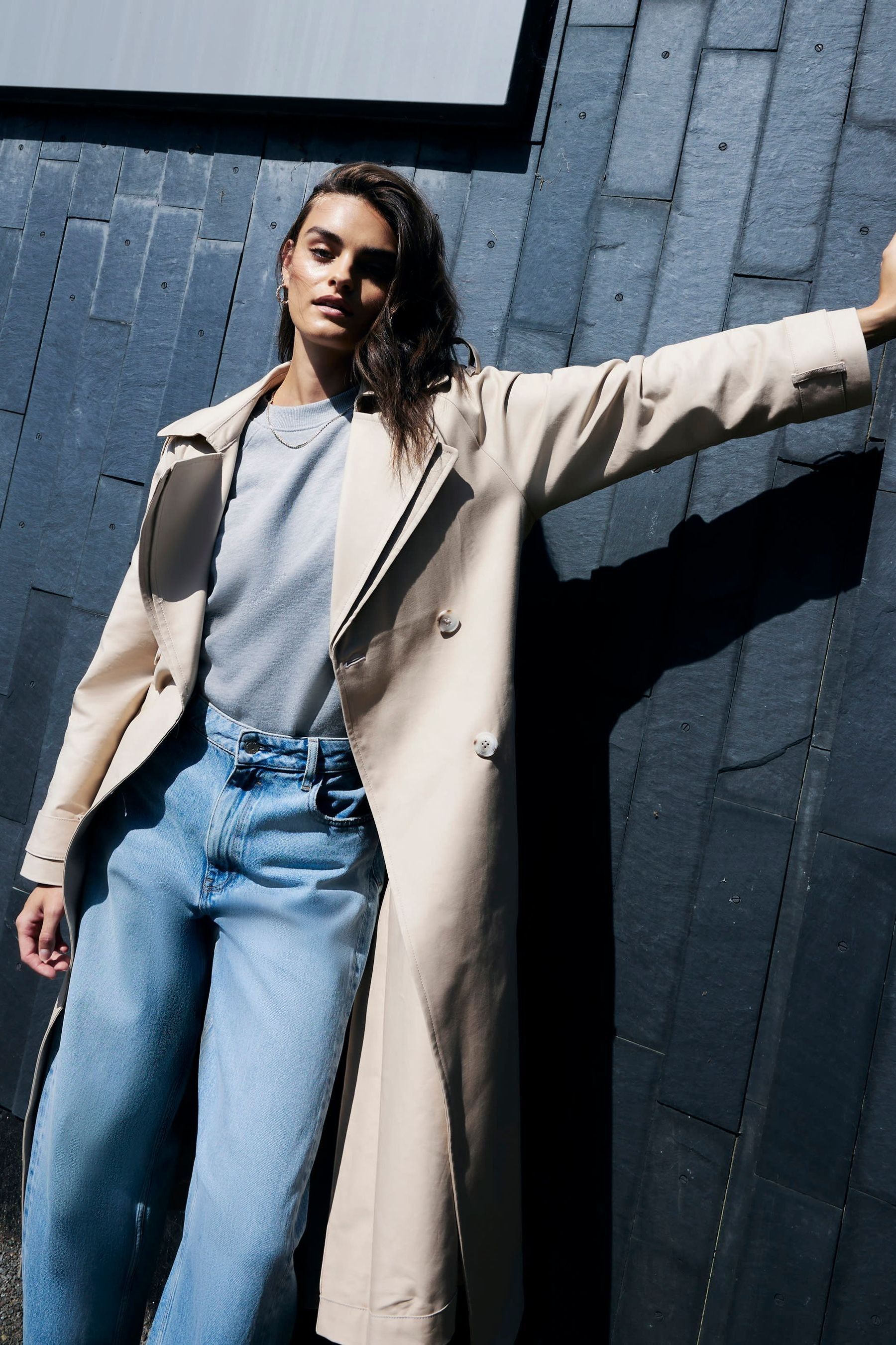 Buy River Island Brown Double Collar Belted Trench Coat from the Next ...