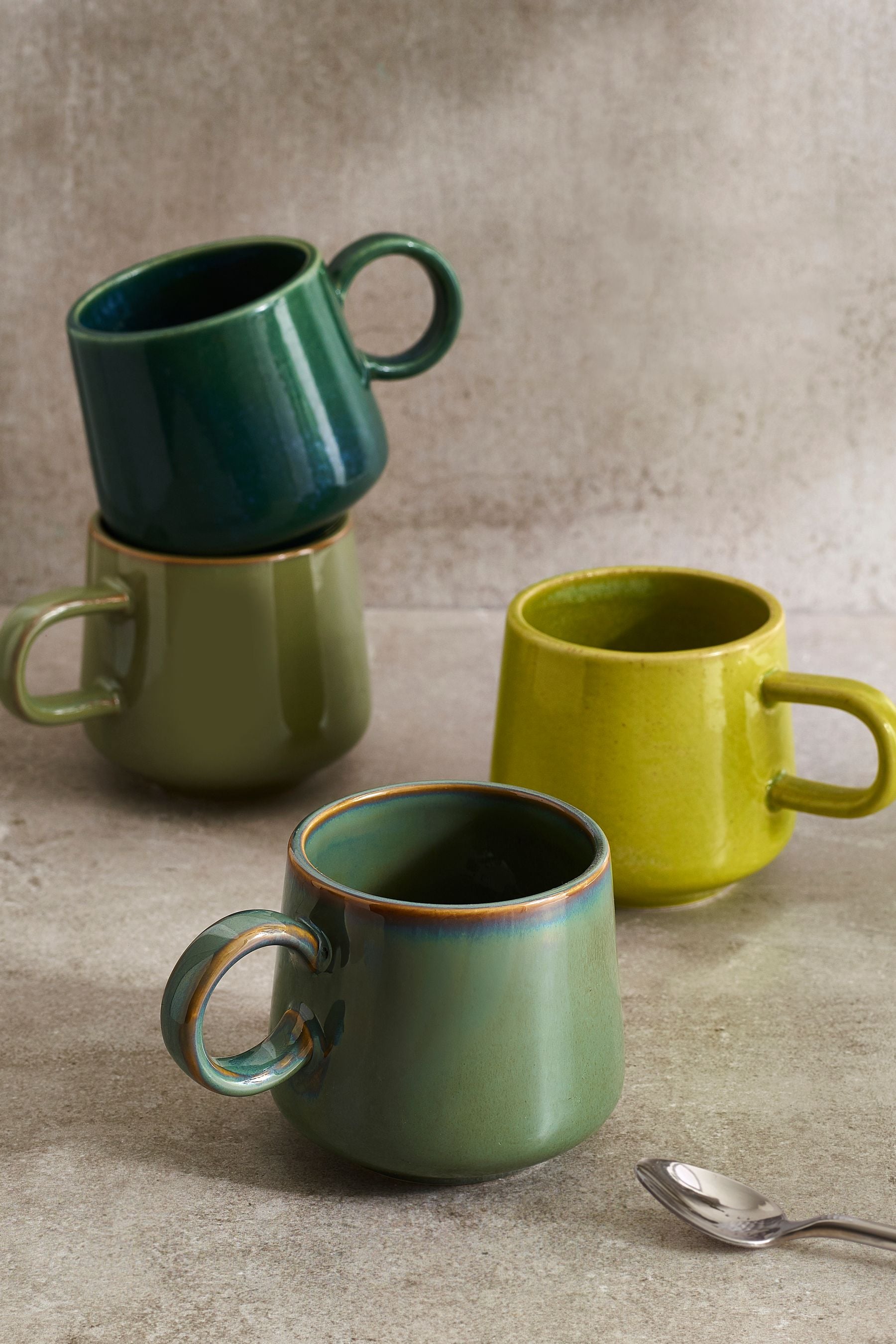 Buy Set of 4 Green Reactive Glaze Medium Sized Mugs from the Next UK ...