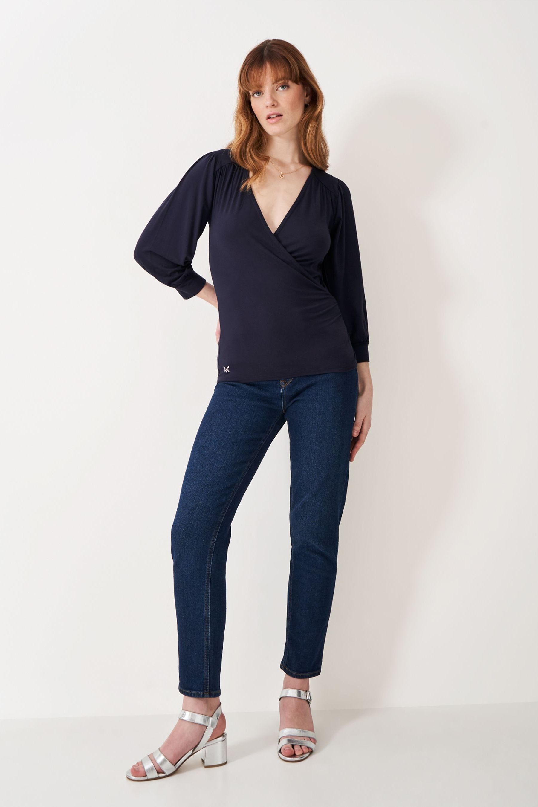 Buy Crew Clothing 3/4 Sleeve Wrap Top from the Next UK online shop
