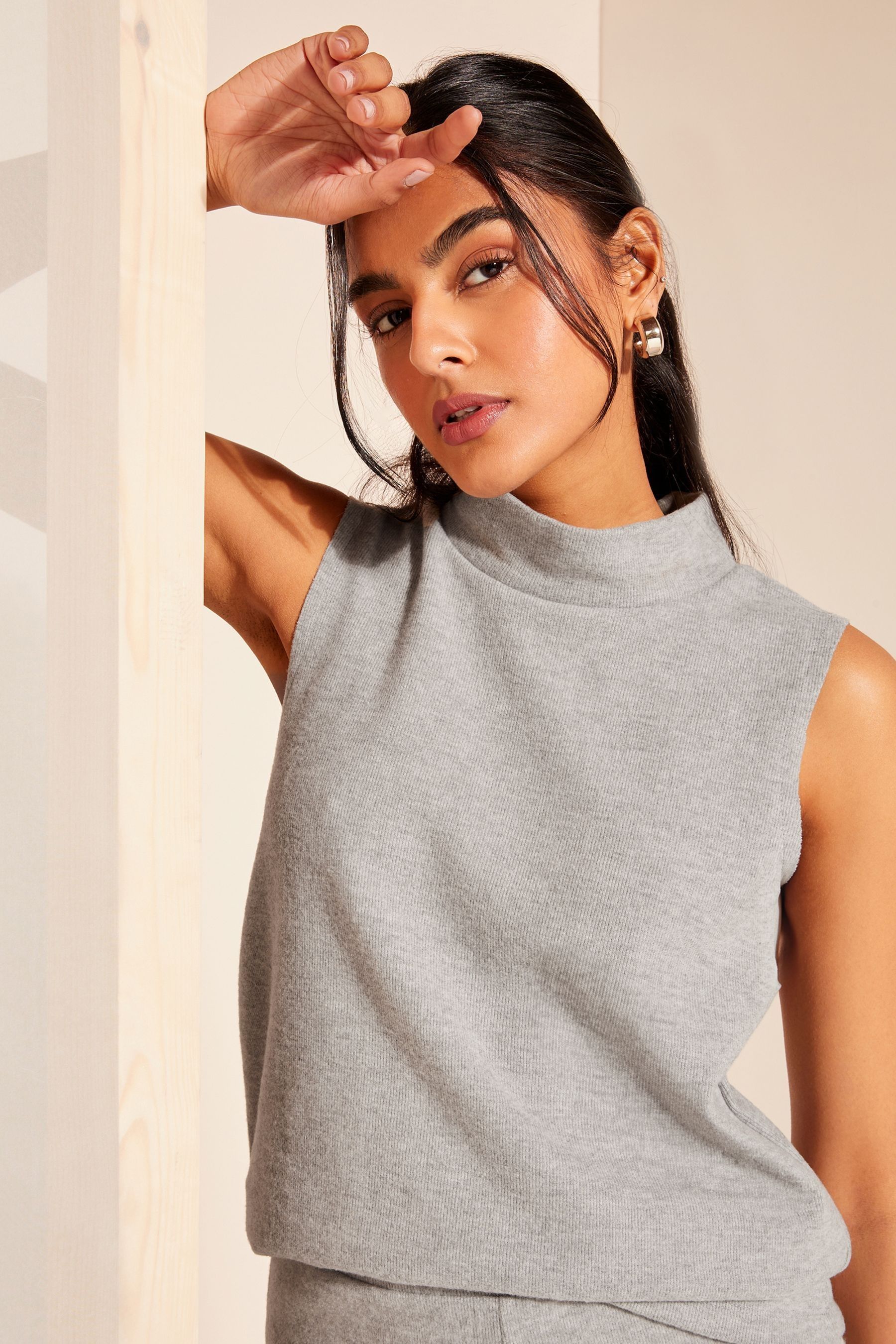 Buy Friends Like These Grey Cosy Roll Neck Sleeveless Tank Top from the ...