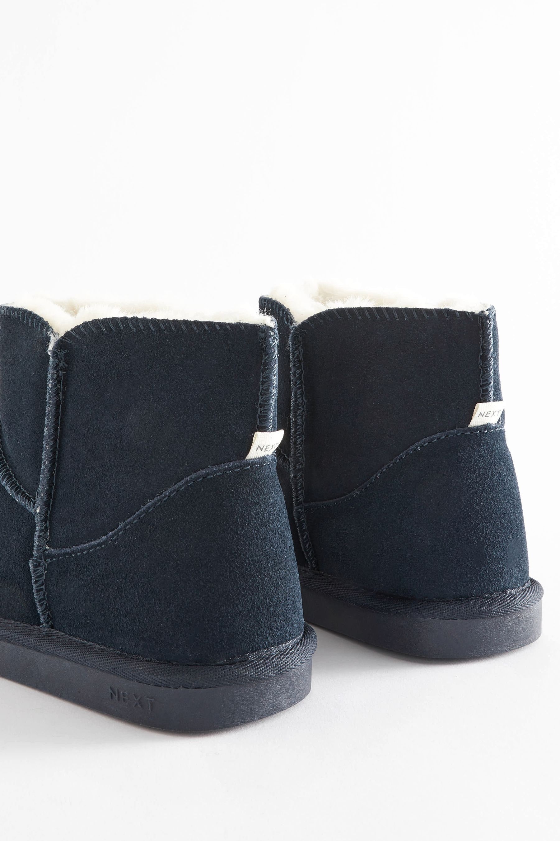 Buy Navy Blue Faux Fur Lined Suede Slipper Boots from the Next UK ...