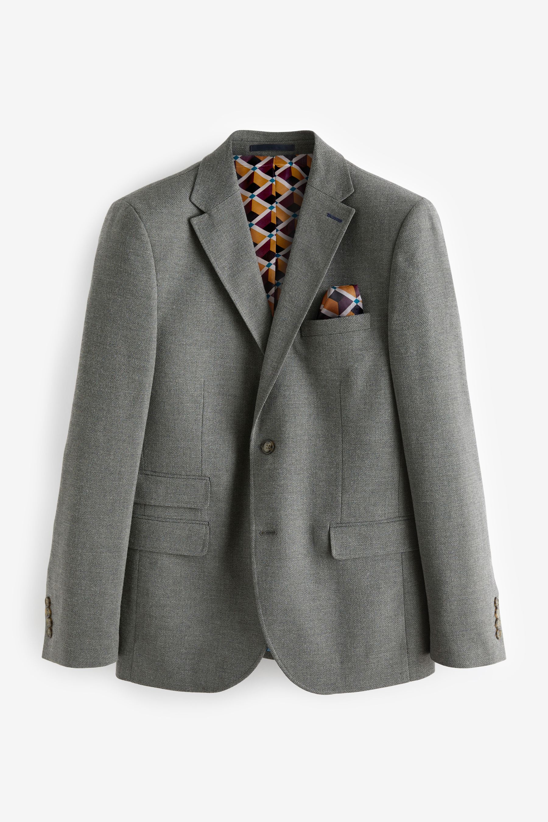 Buy Grey Slim Slim Fit Textured Smart Blazer from Next United Arab Emirates