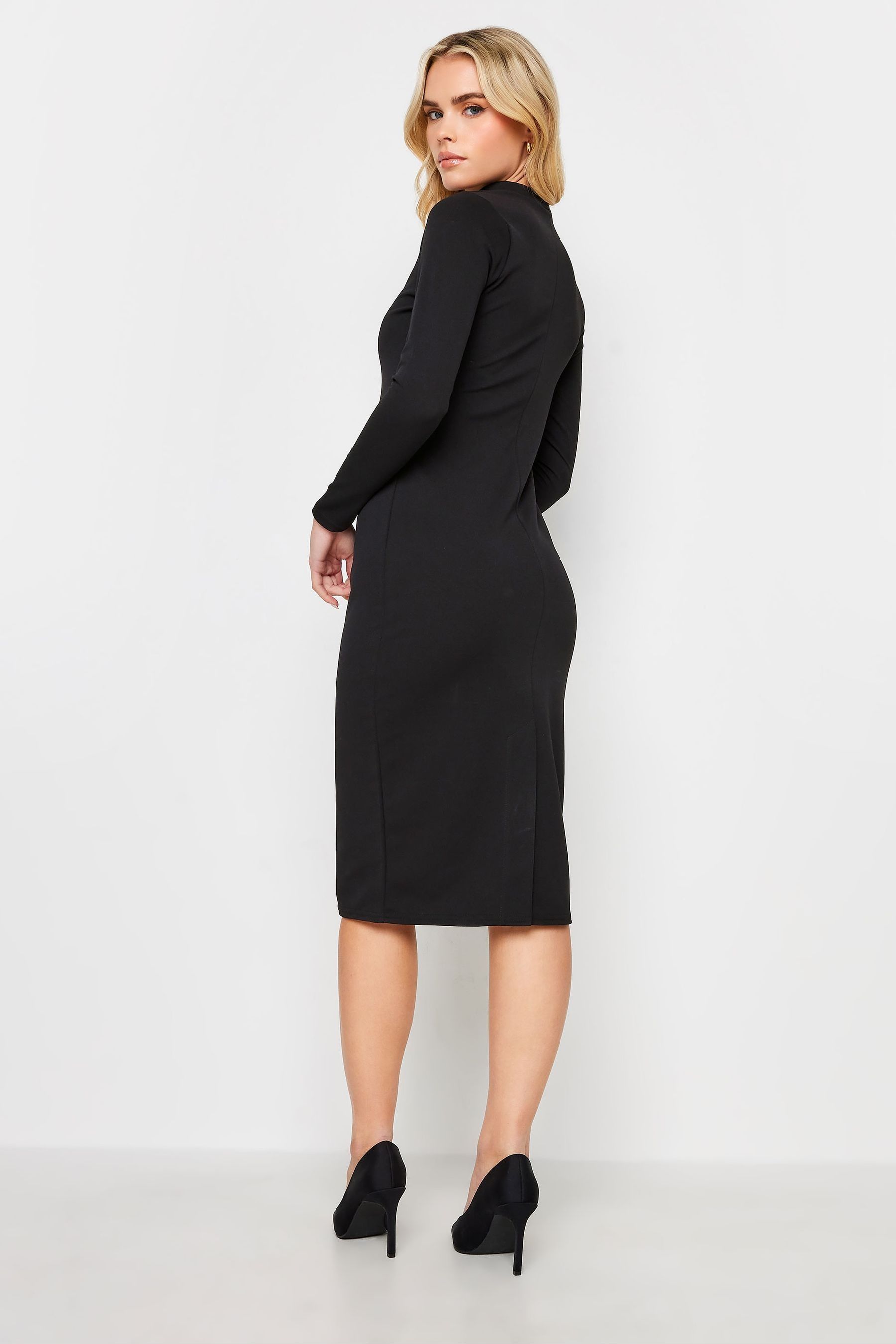 Buy PixieGirl Petite Black High Neck Long Sleeve Midi Dress from the ...