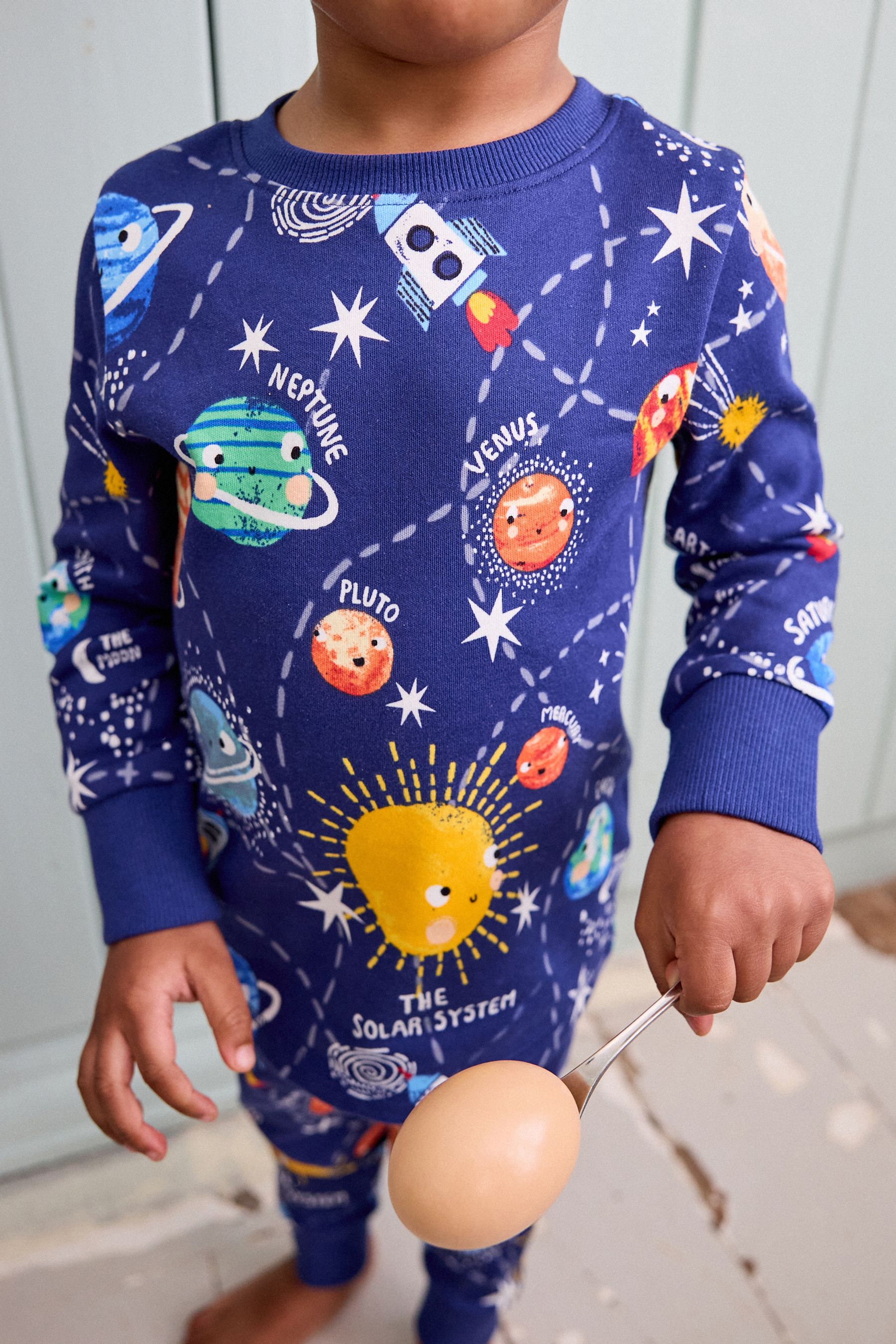 Buy Navy/Grey Space Snuggle Pyjamas 3 Pack (9mths-8yrs) from Next Saudi ...