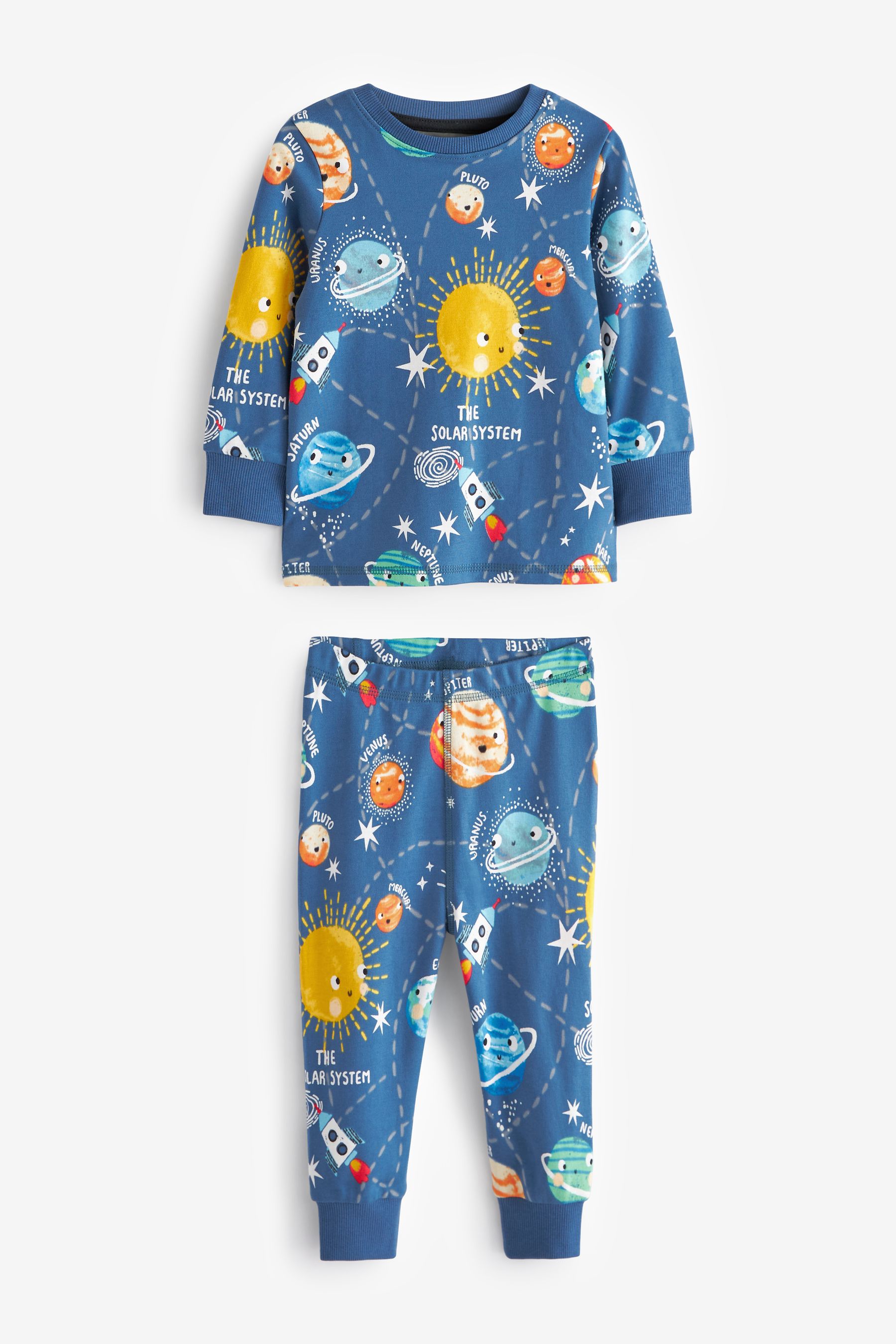 Buy Navy/Grey Space Snuggle Pyjamas 3 Pack (9mths-8yrs) from Next Saudi ...