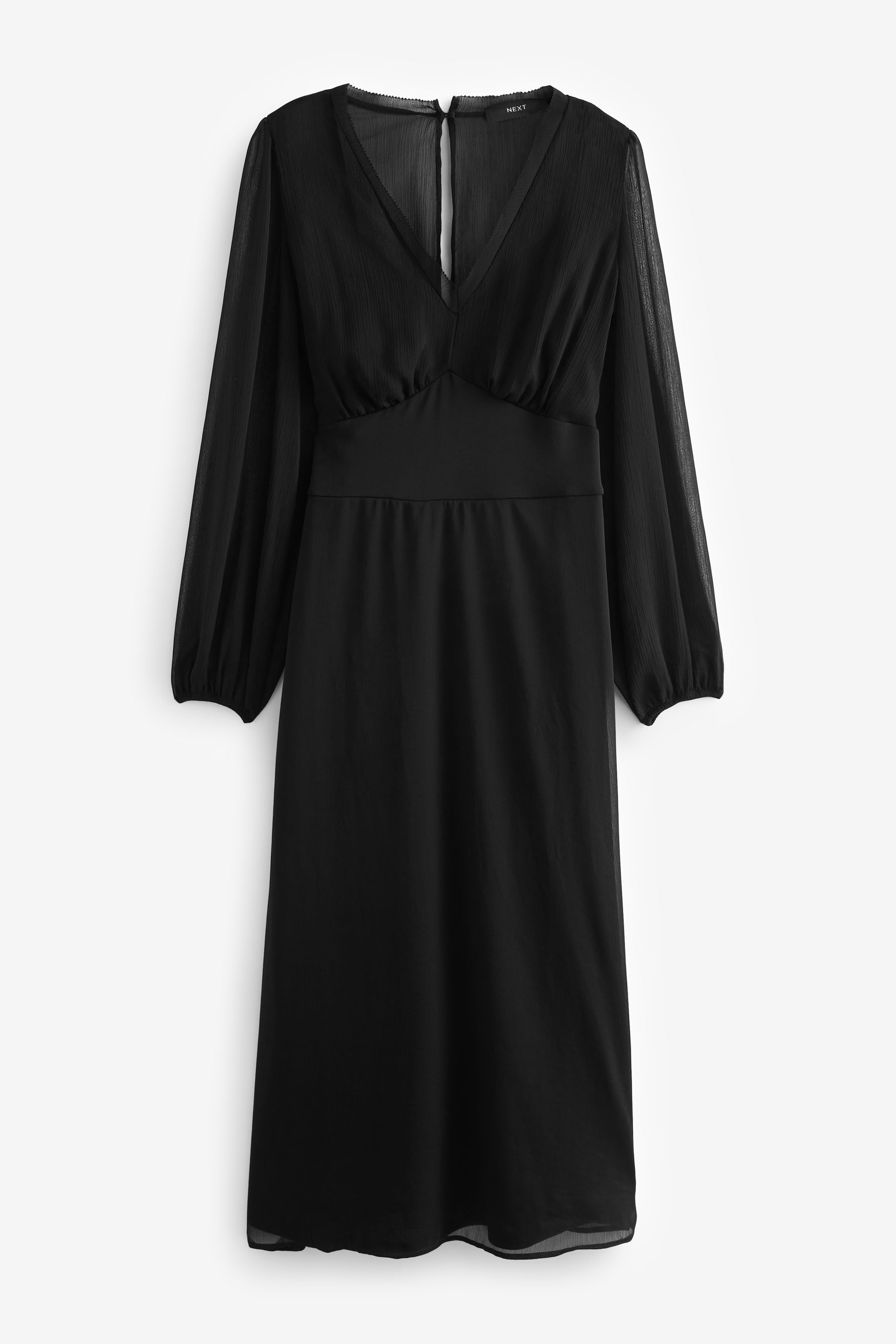 Buy Black Long Sleeve Sheer Layer Midi Dress from Next Qatar