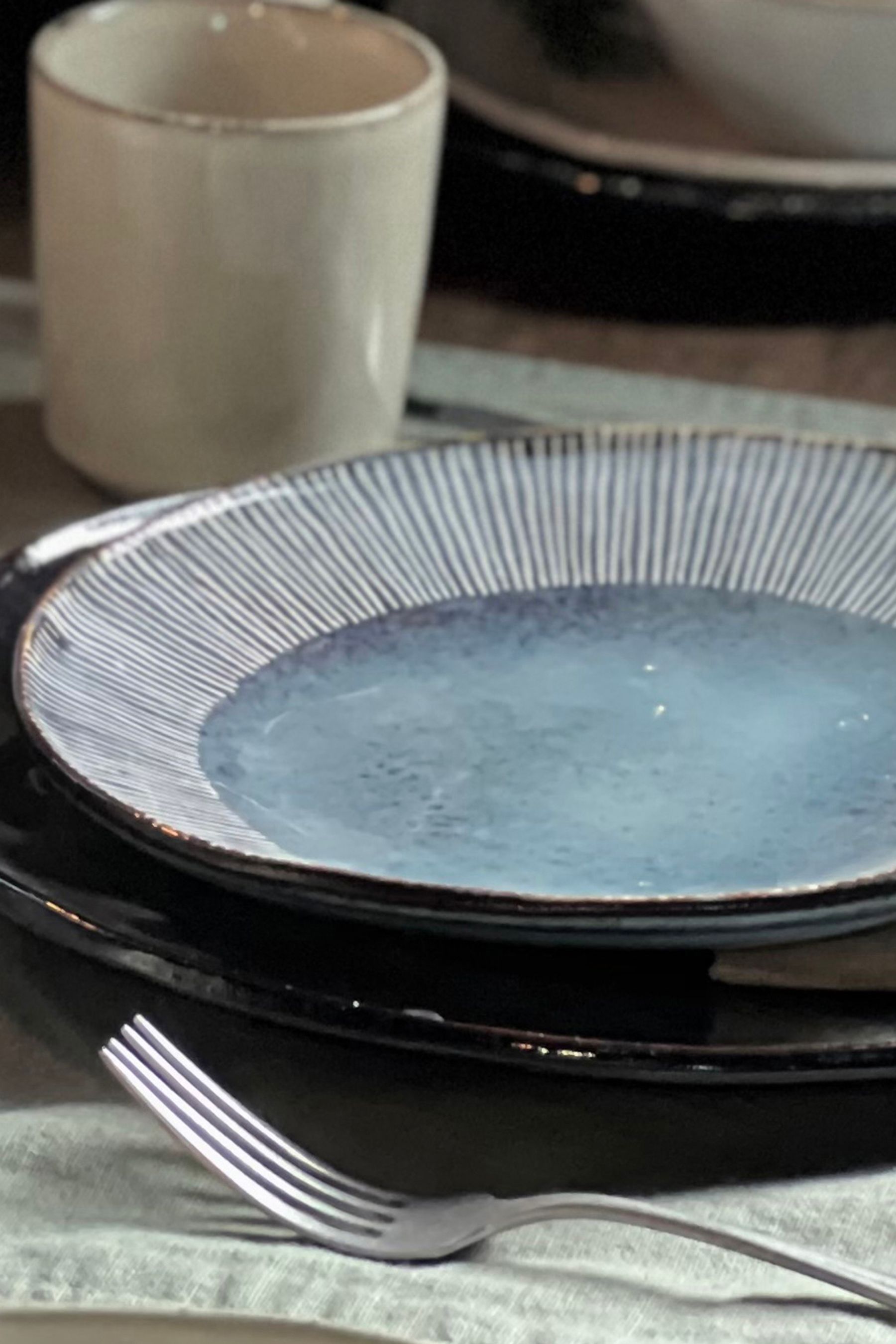 Buy Dutch Rose 12 Piece Blue Organic Dinner Set of 4 Dinner Plates from ...