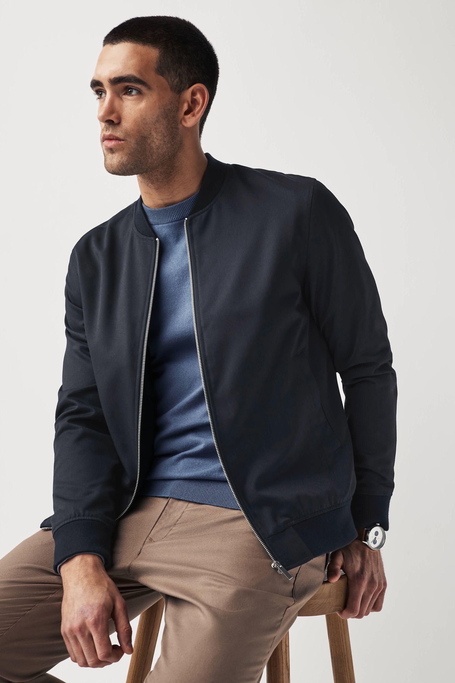 Buy Navy Edit Smart Bomber Jacket from Next Saudi Arabia
