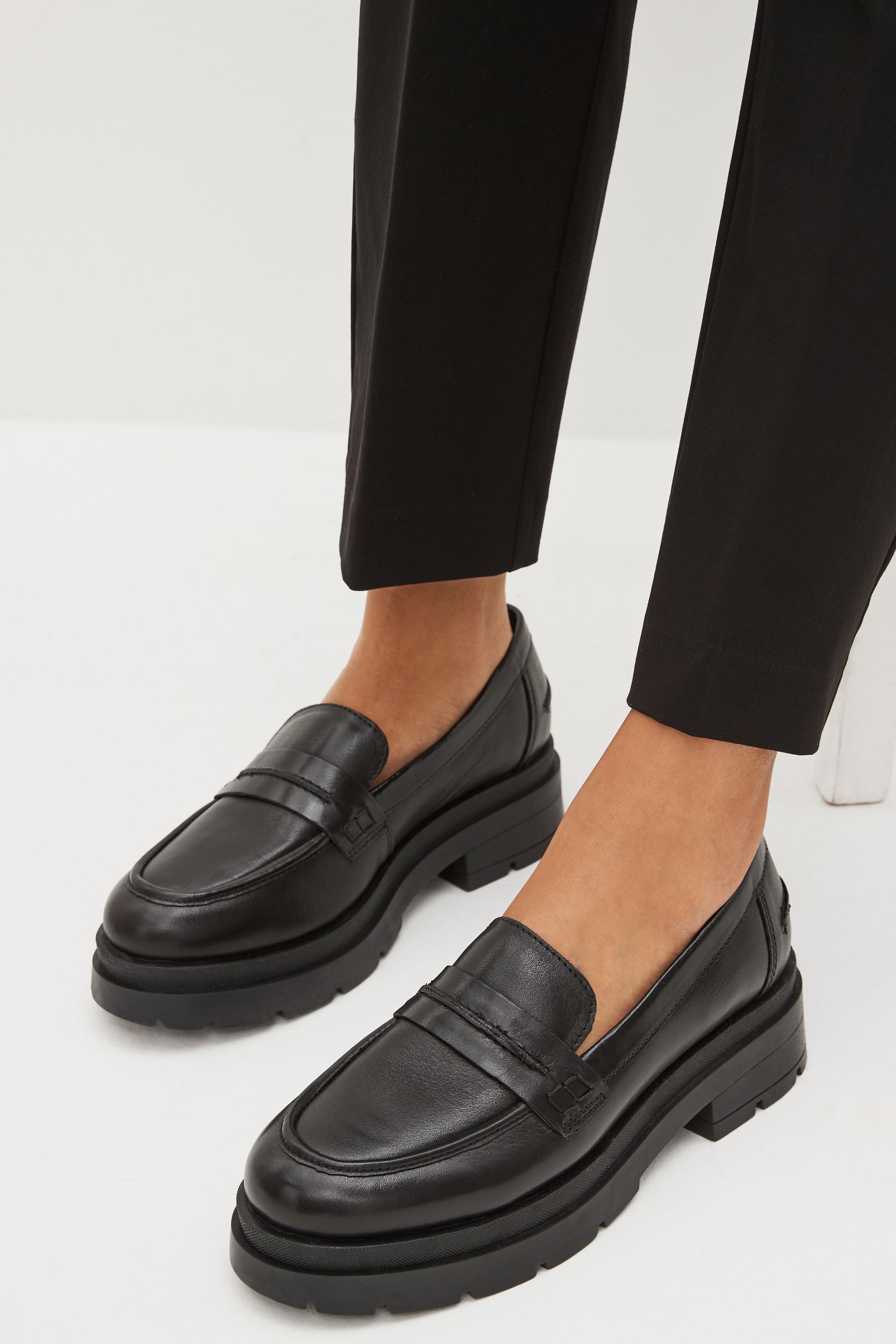 Buy Black Forever Comfort® Leather Chunky Loafers from the Next UK ...