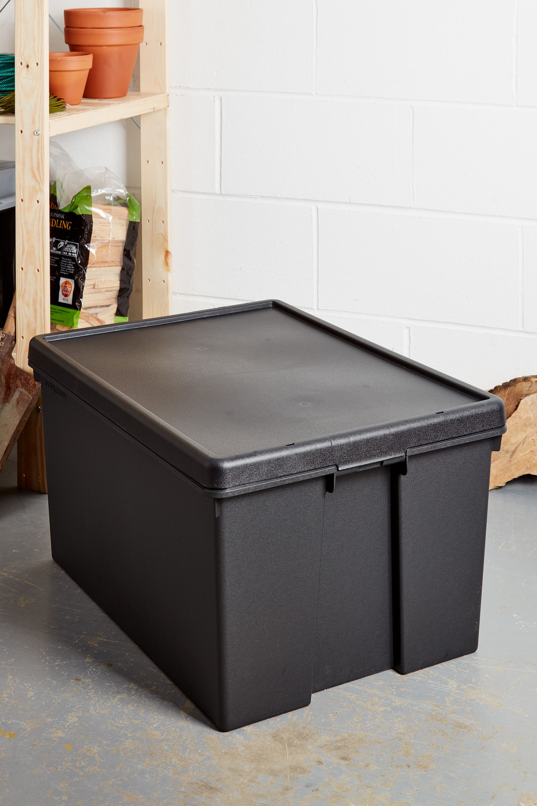 Buy Wham Set of 2 Black Bam 96L Heavy Duty Plastic Recycled Boxes With ...