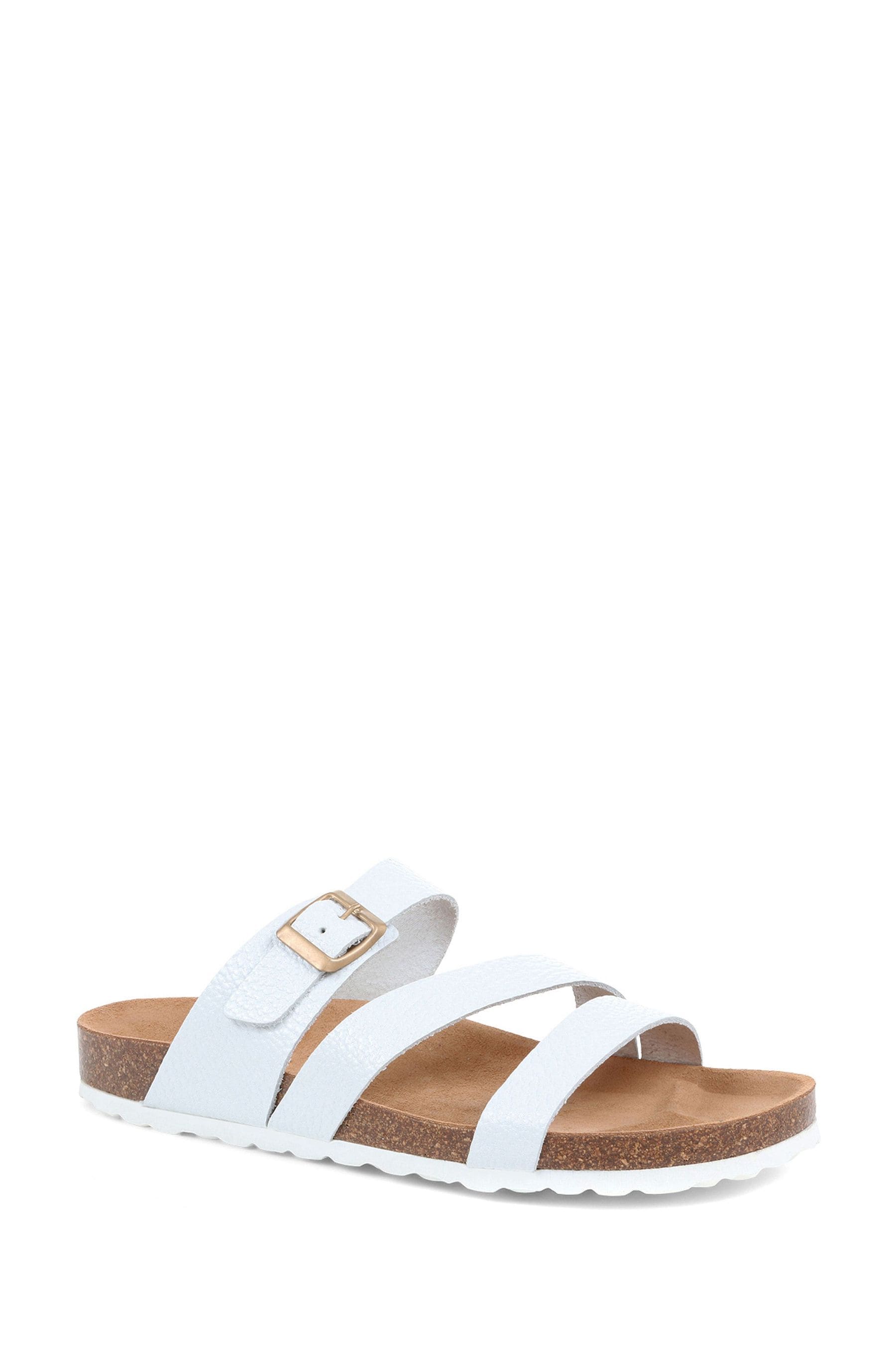 Buy Jones Bootmaker Grey Metallic Tabatha Leather Mule Sandals from the ...