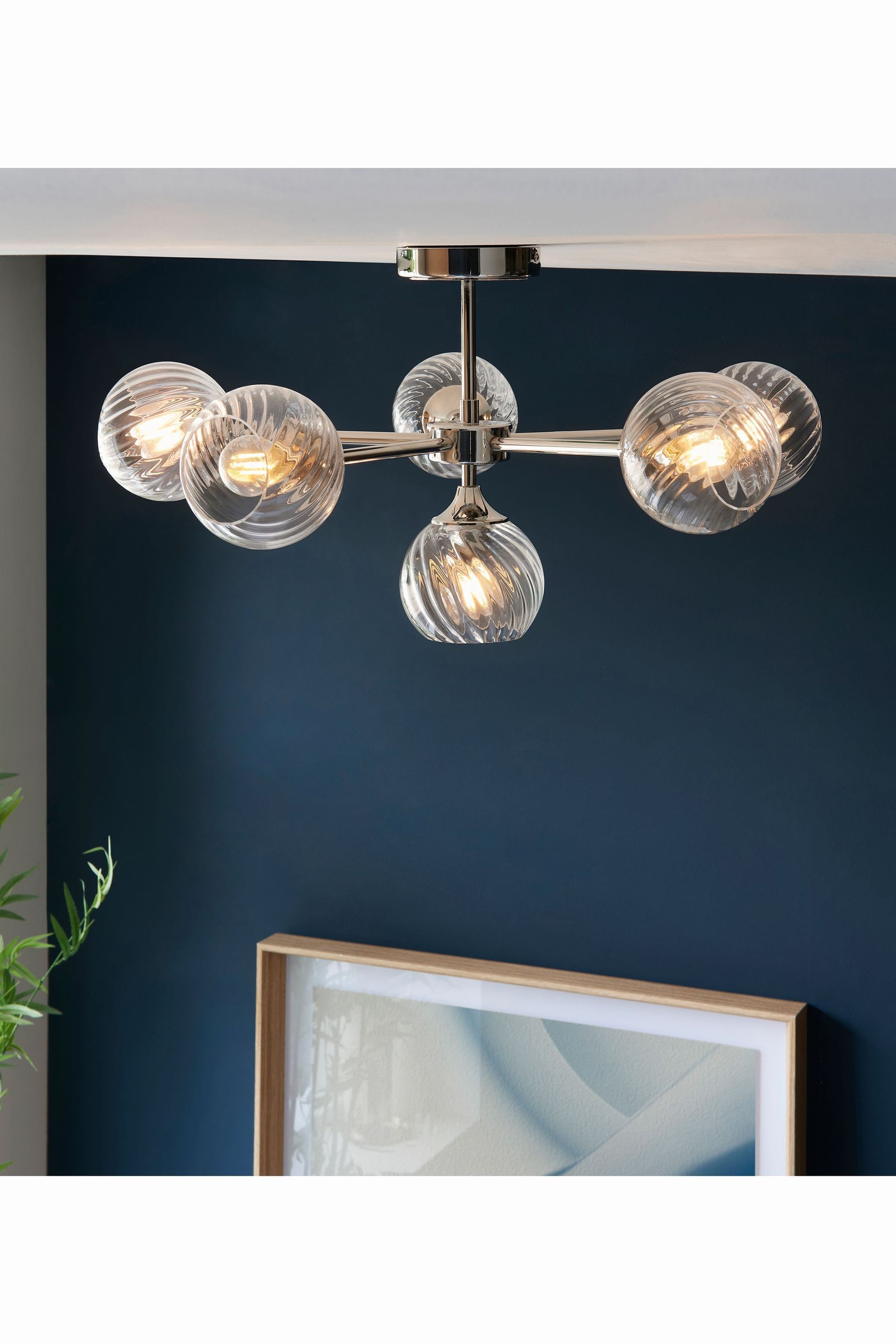 Buy Gallery Home Bright Nickel Lexi 6 Bulb Ceiling Light from the Next ...