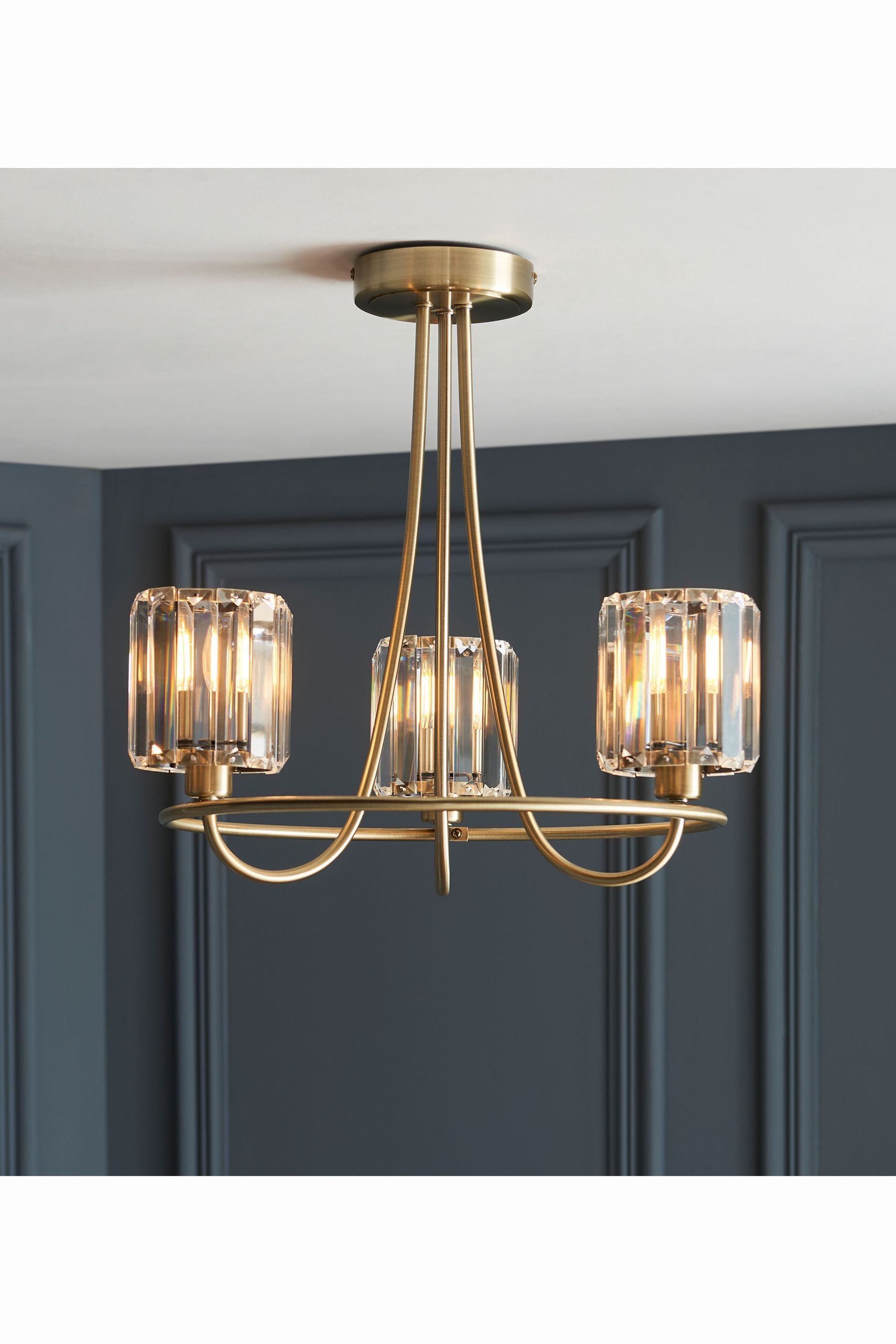 Buy Gallery Home Antique Brass Hove 3 Bulb Ceiling Light from the Next ...