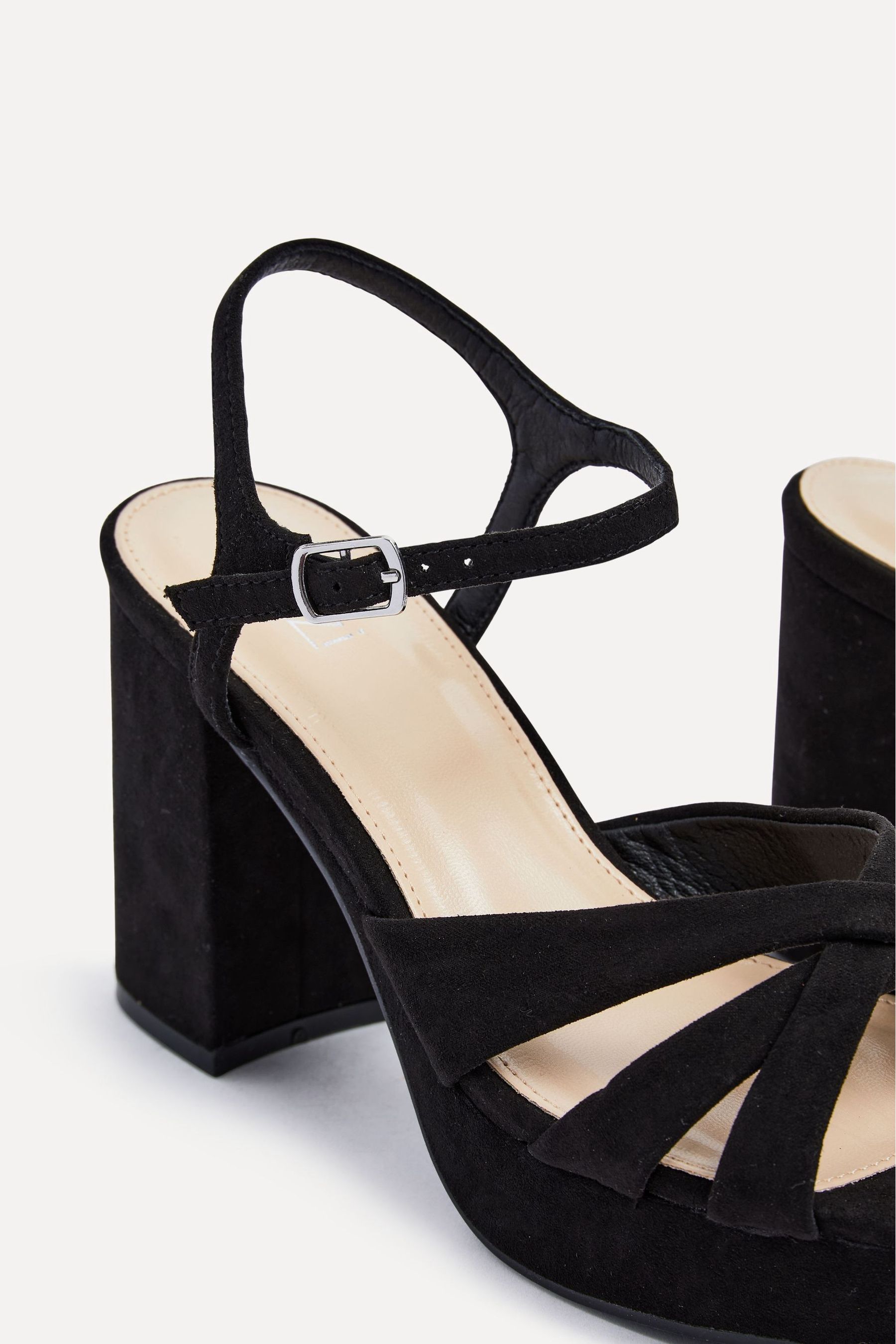 Buy Linzi Black Keliah Platform Cross-Over Strap Block Heeled Sandals ...