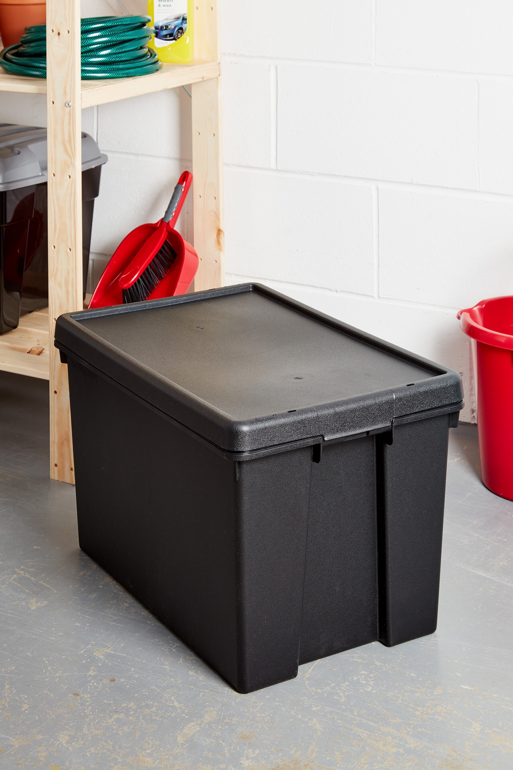 Buy Wham Set of 2 Black Bam 62L Heavy Duty Plastic Recycled Boxes With ...