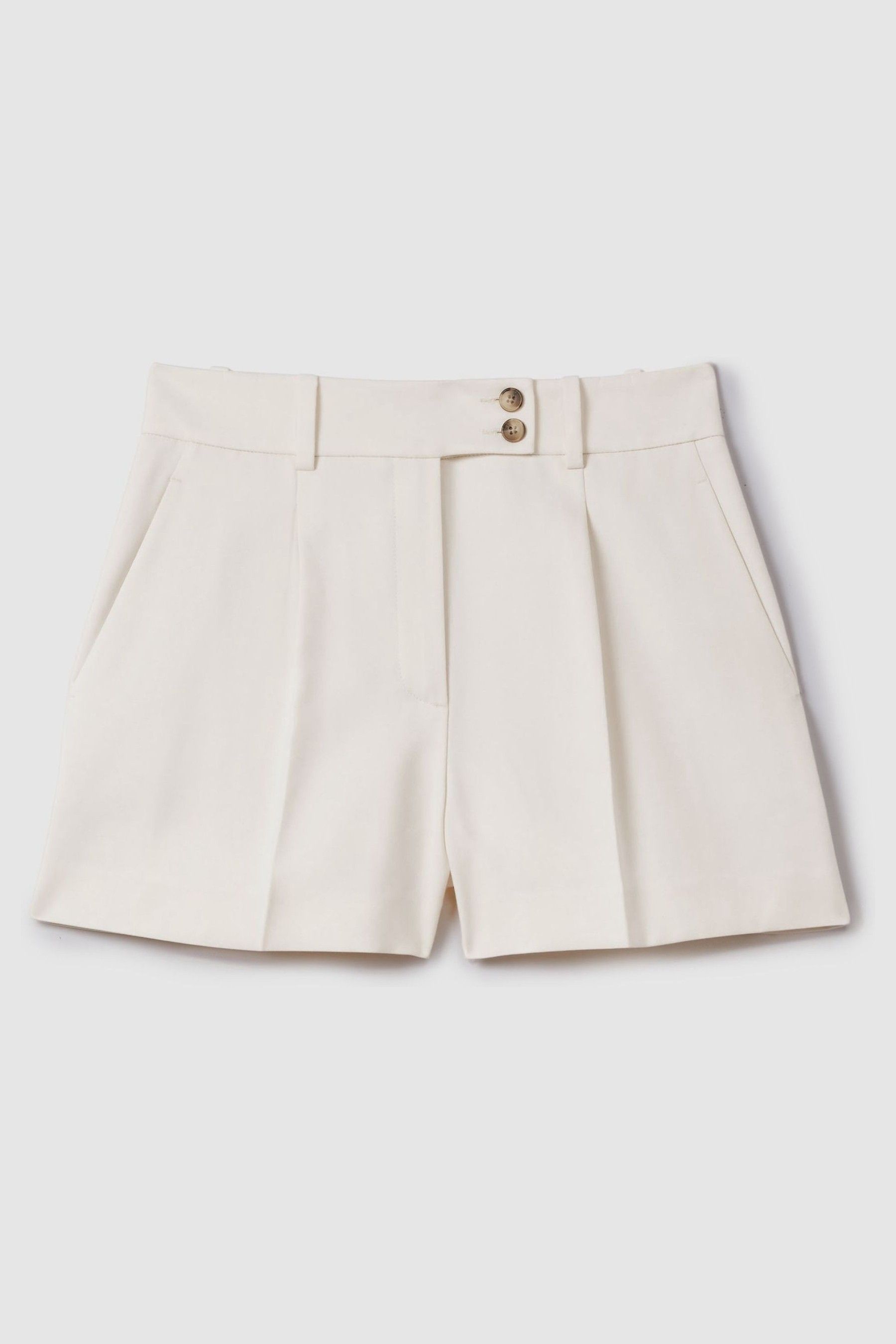Buy Reiss Cream Millie Front Pleat Tailored Shorts from the Next UK ...