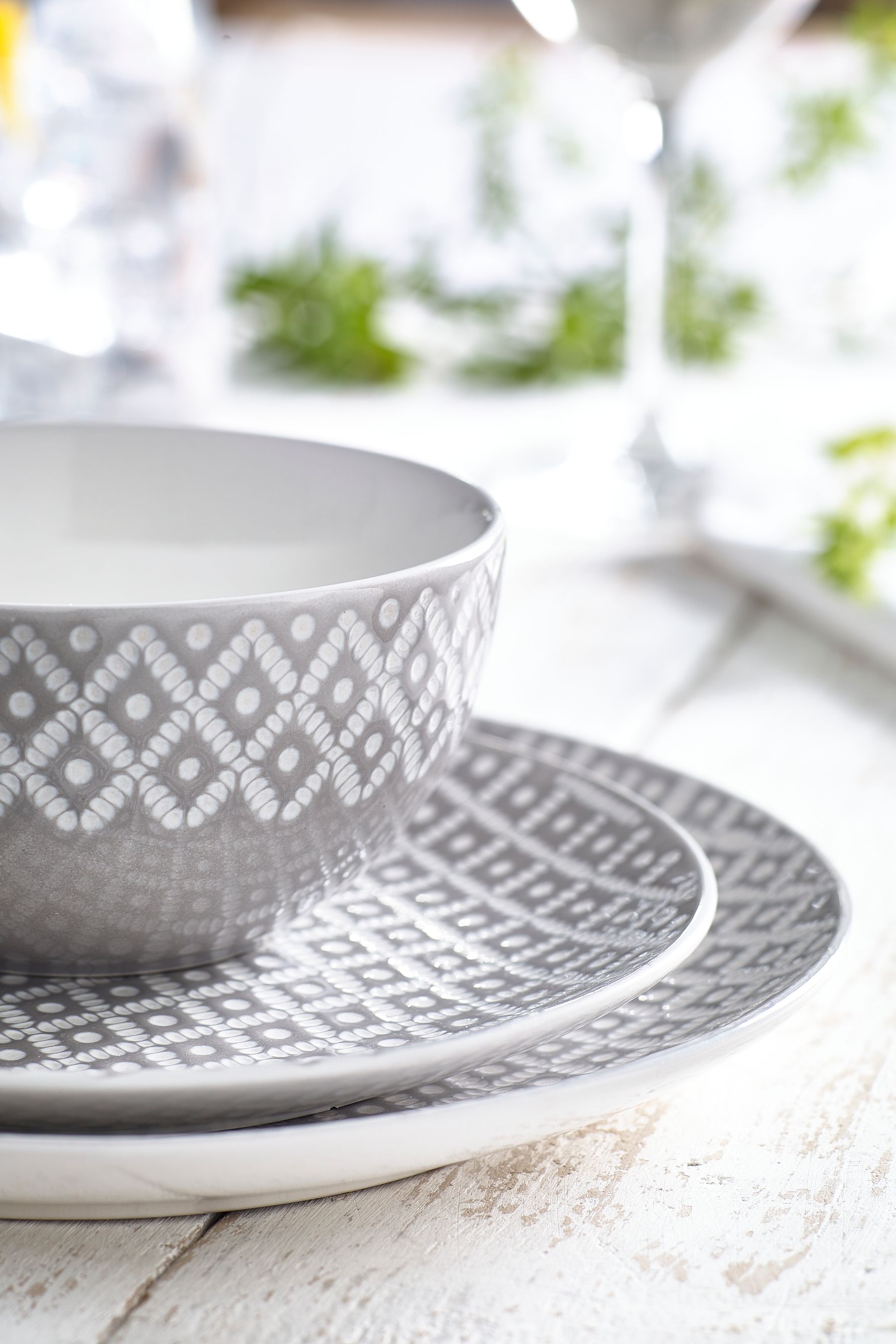 Buy Geo Embossed 12 Piece Dinner Set from Next Ireland