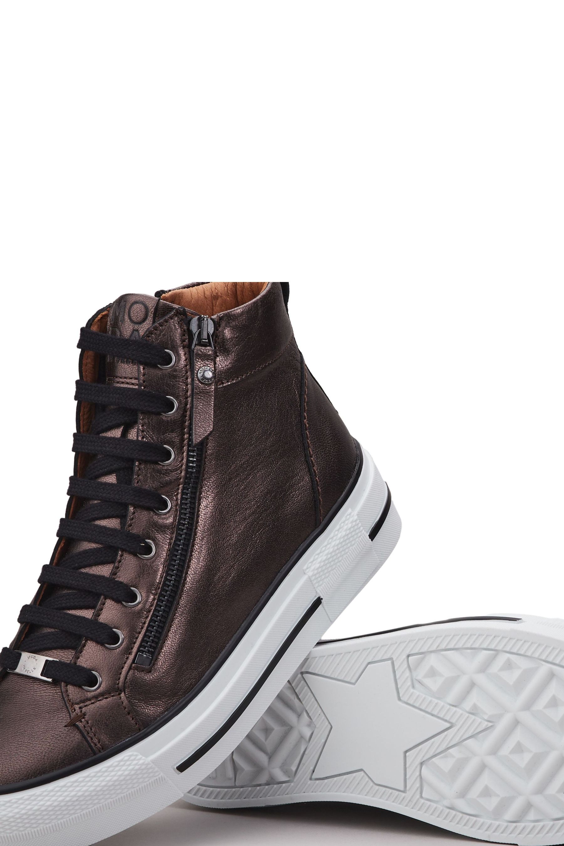 Buy Moda in Pelle Annaken High Top Chunky Sole Lace up White Trainers ...