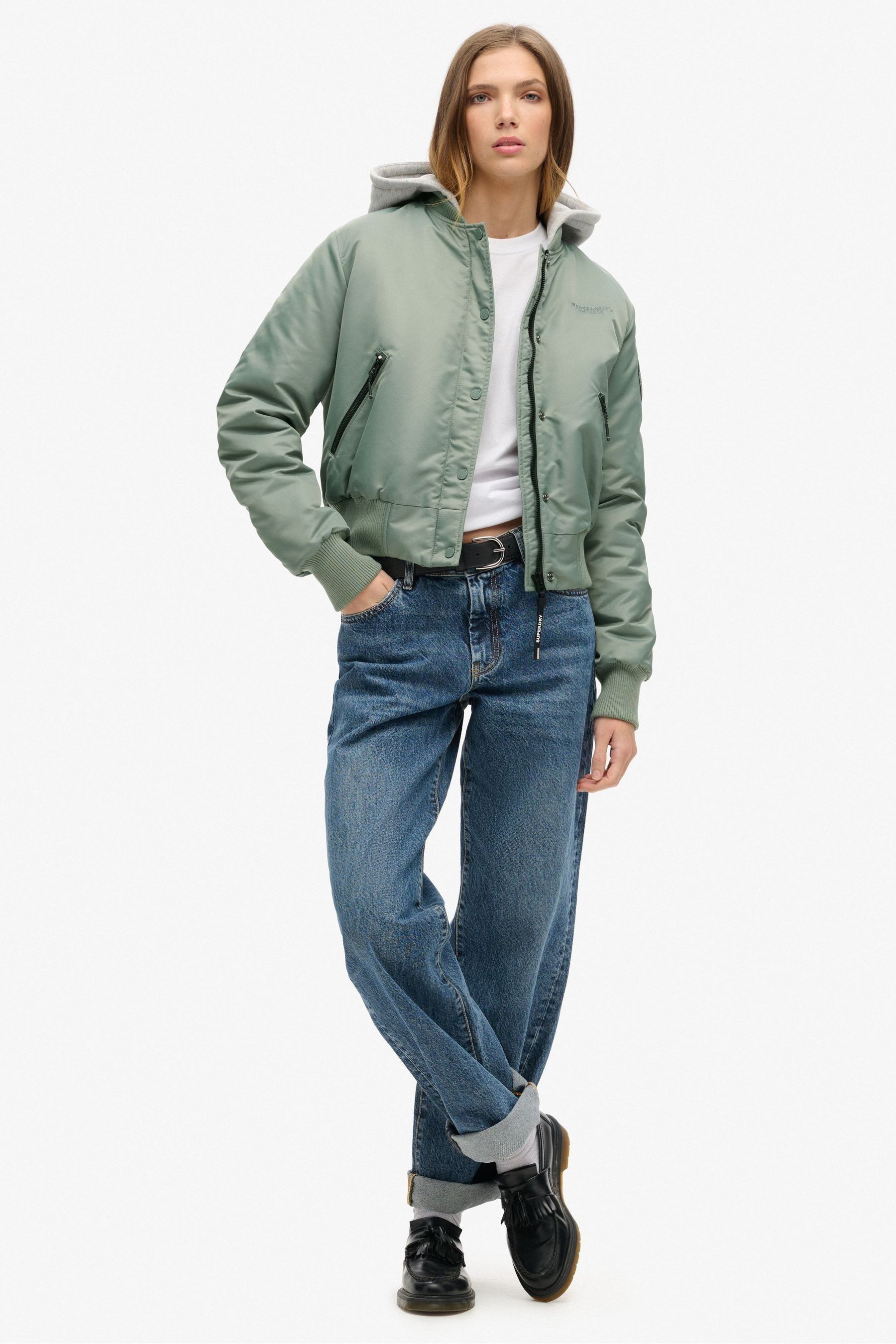 Buy Superdry Green Hooded Bomber Jacket from the Next UK online shop