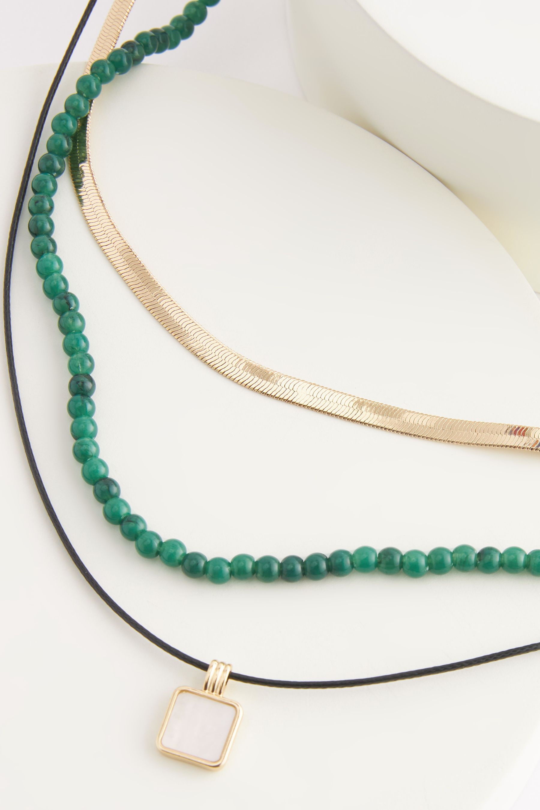 Buy Gold Tone Recycled Metal Mutli Row Beaded And Cord Necklace from ...