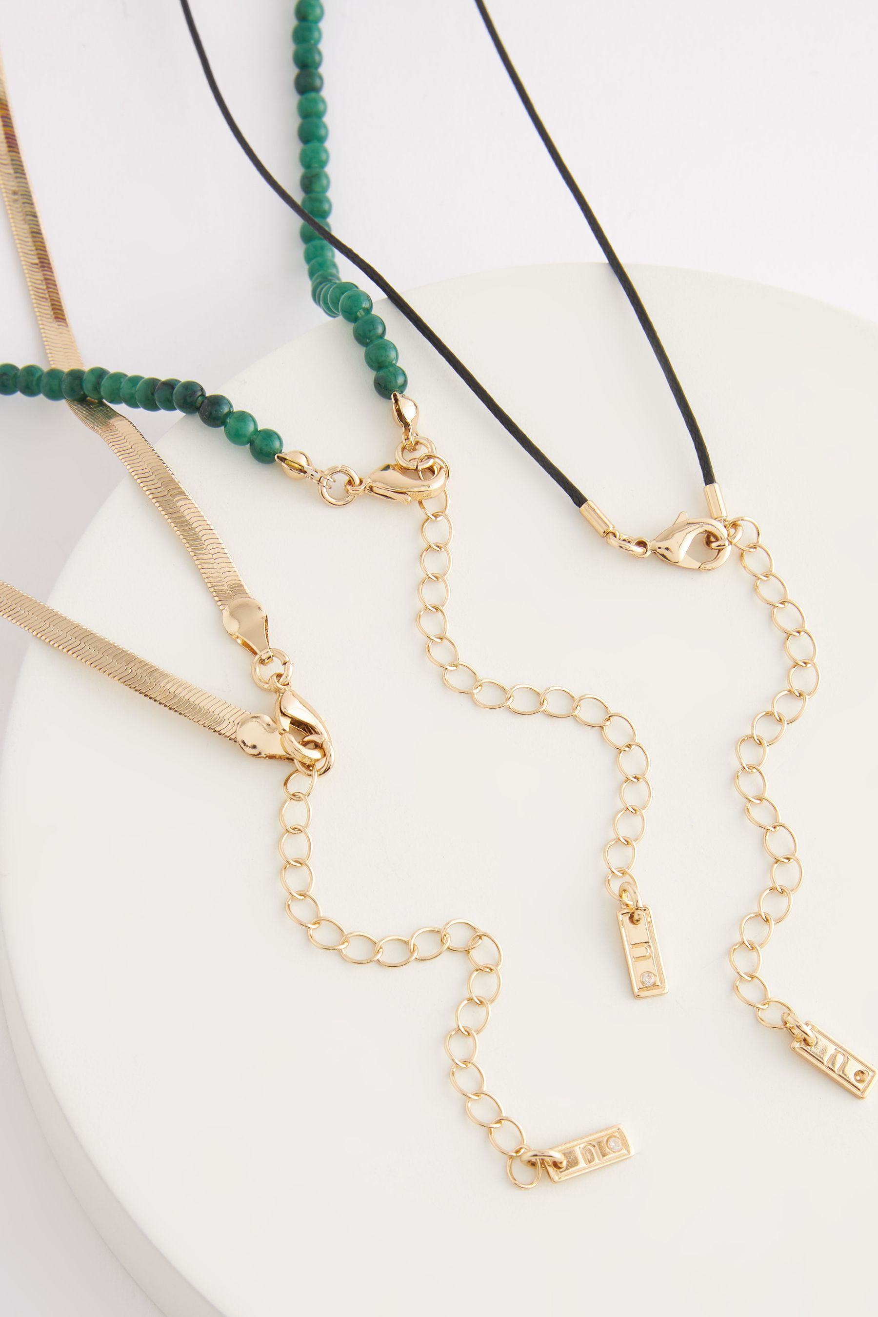Buy Gold Tone Recycled Metal Mutli Row Beaded And Cord Necklace from ...