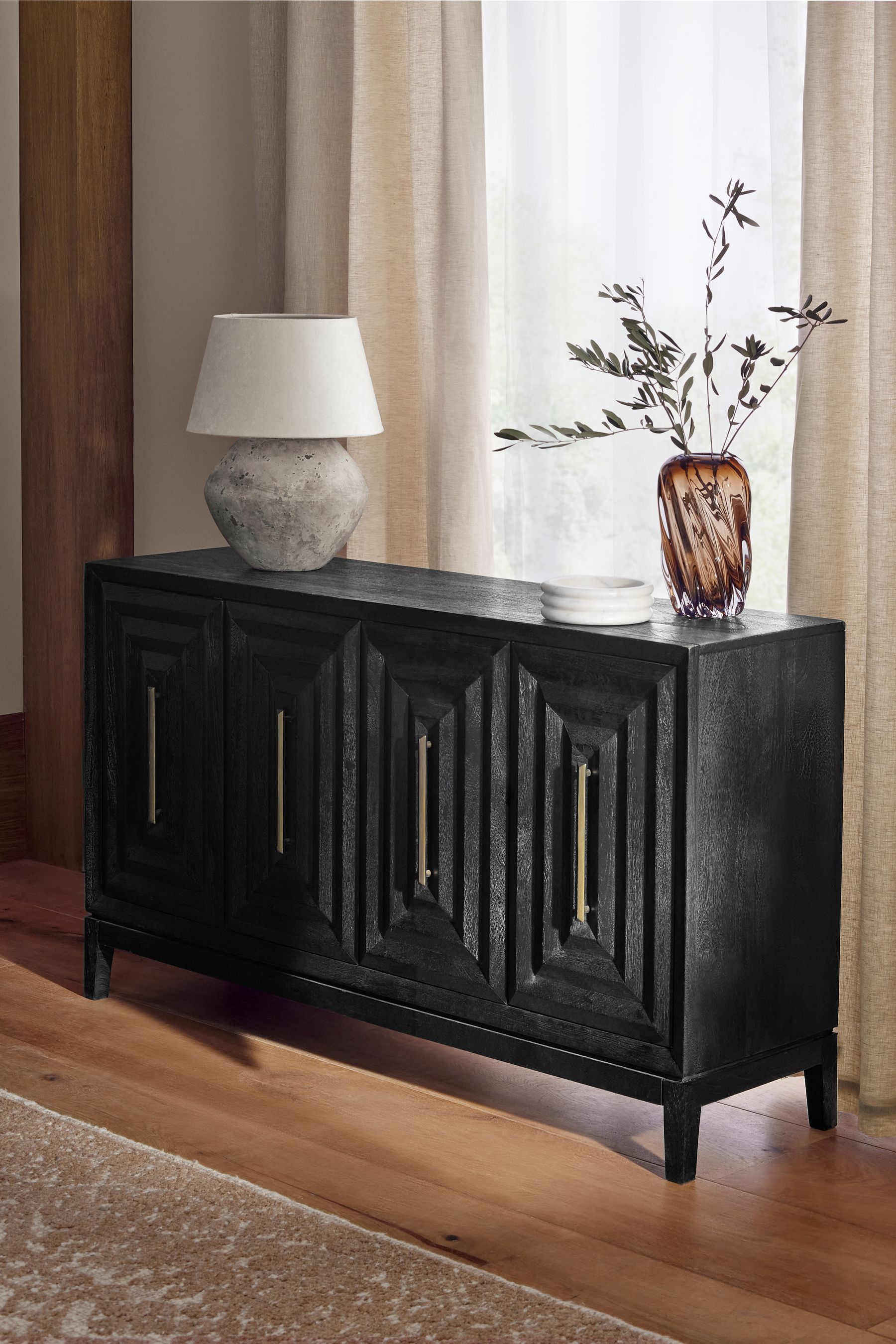 Buy Black Ritz Mango Wood Large Sideboard from the Next UK online shop