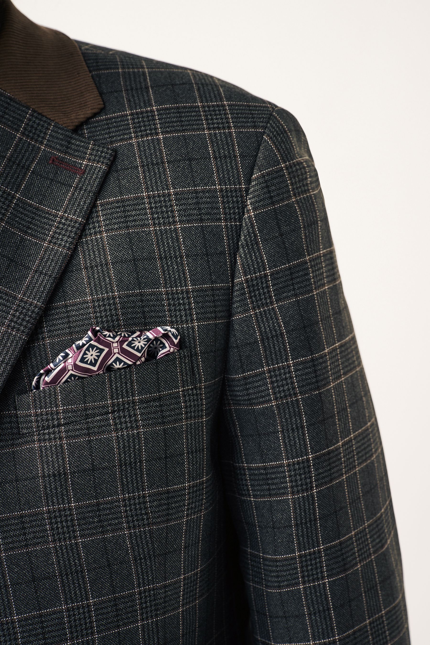 Buy Charcoal Grey Tailored Fit Trimmed Check Suit Jacket from the Next ...