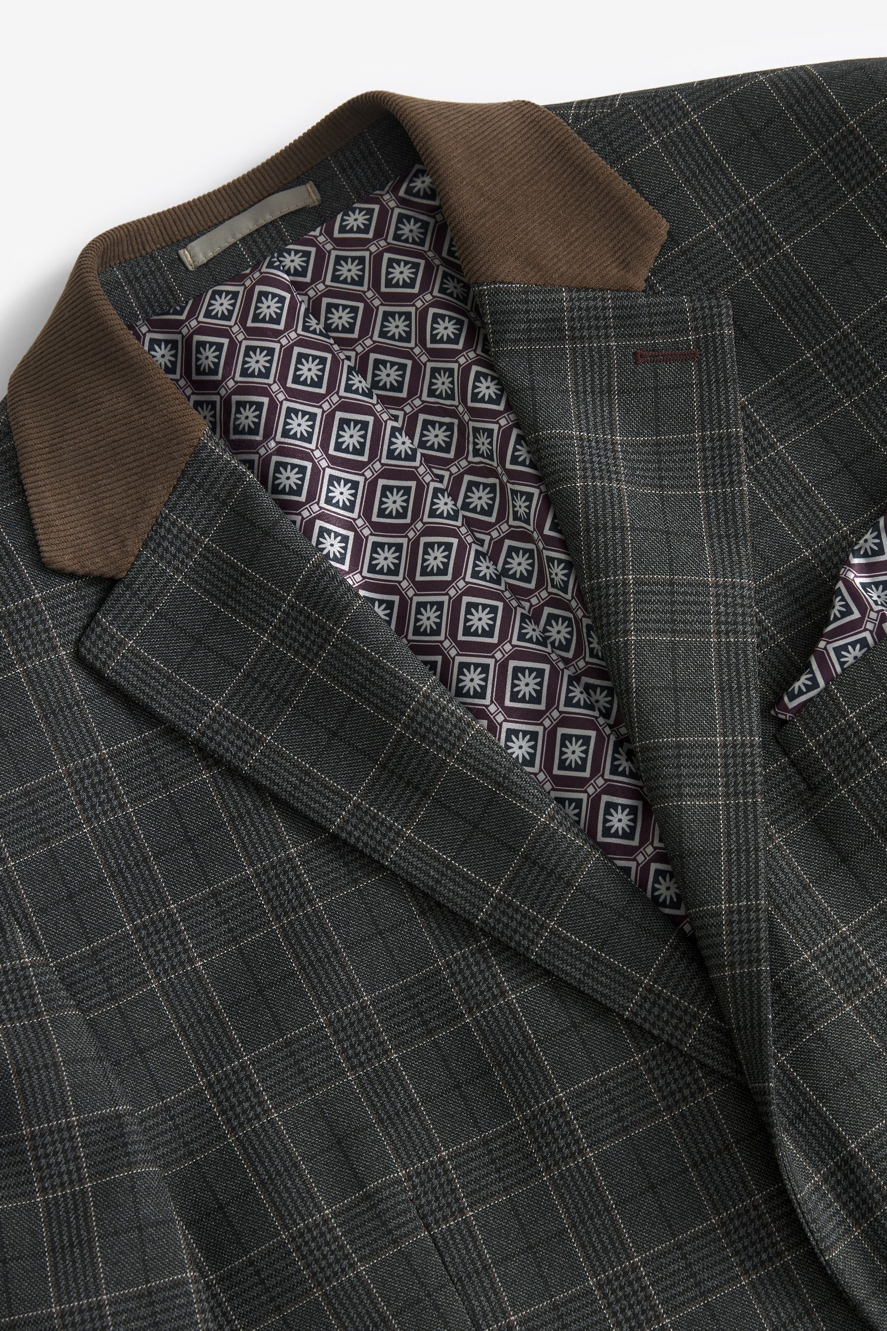 Buy Charcoal Grey Tailored Fit Trimmed Check Suit Jacket from the Next ...