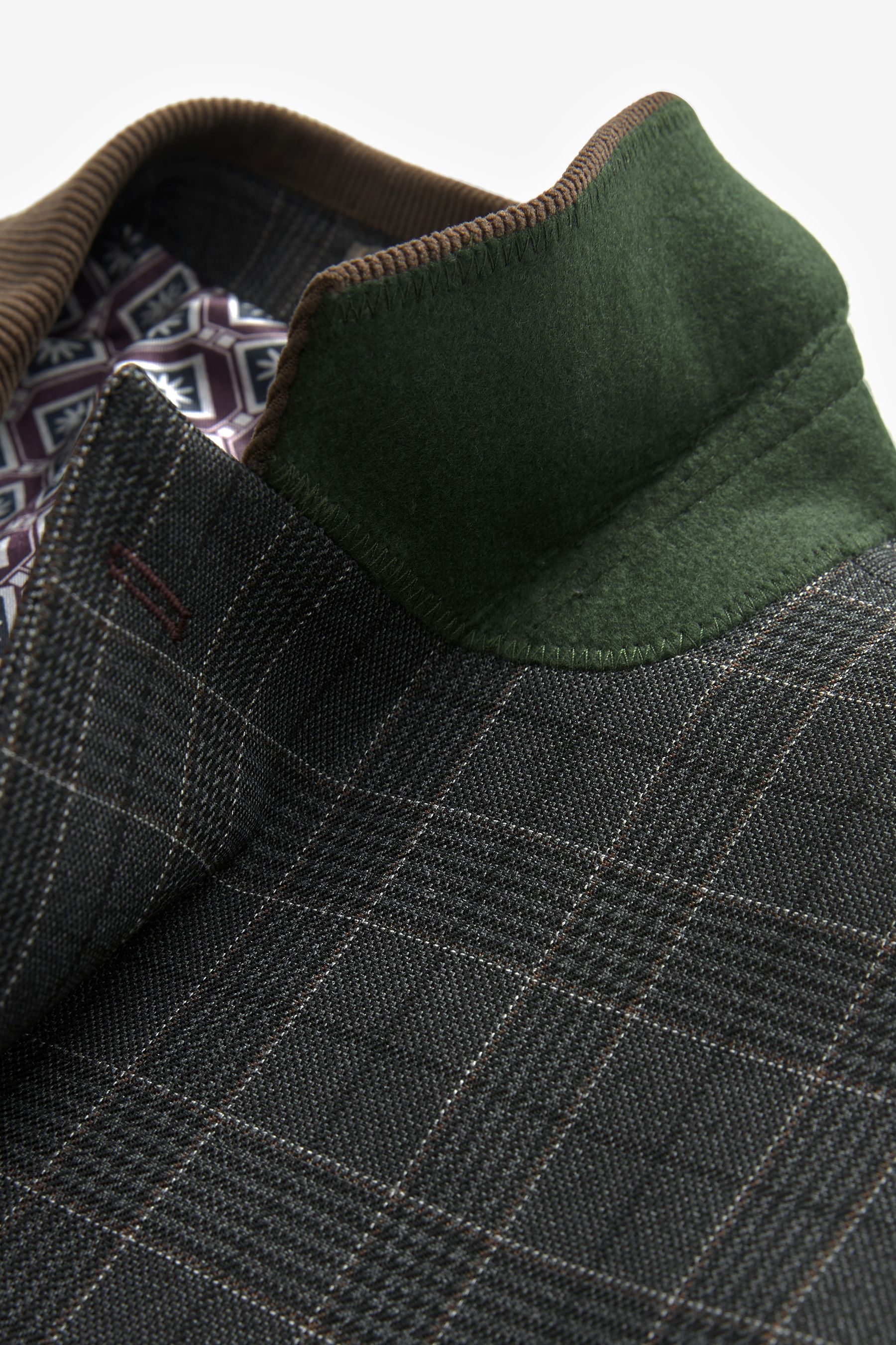 Buy Charcoal Grey Tailored Fit Trimmed Check Suit Jacket from the Next ...