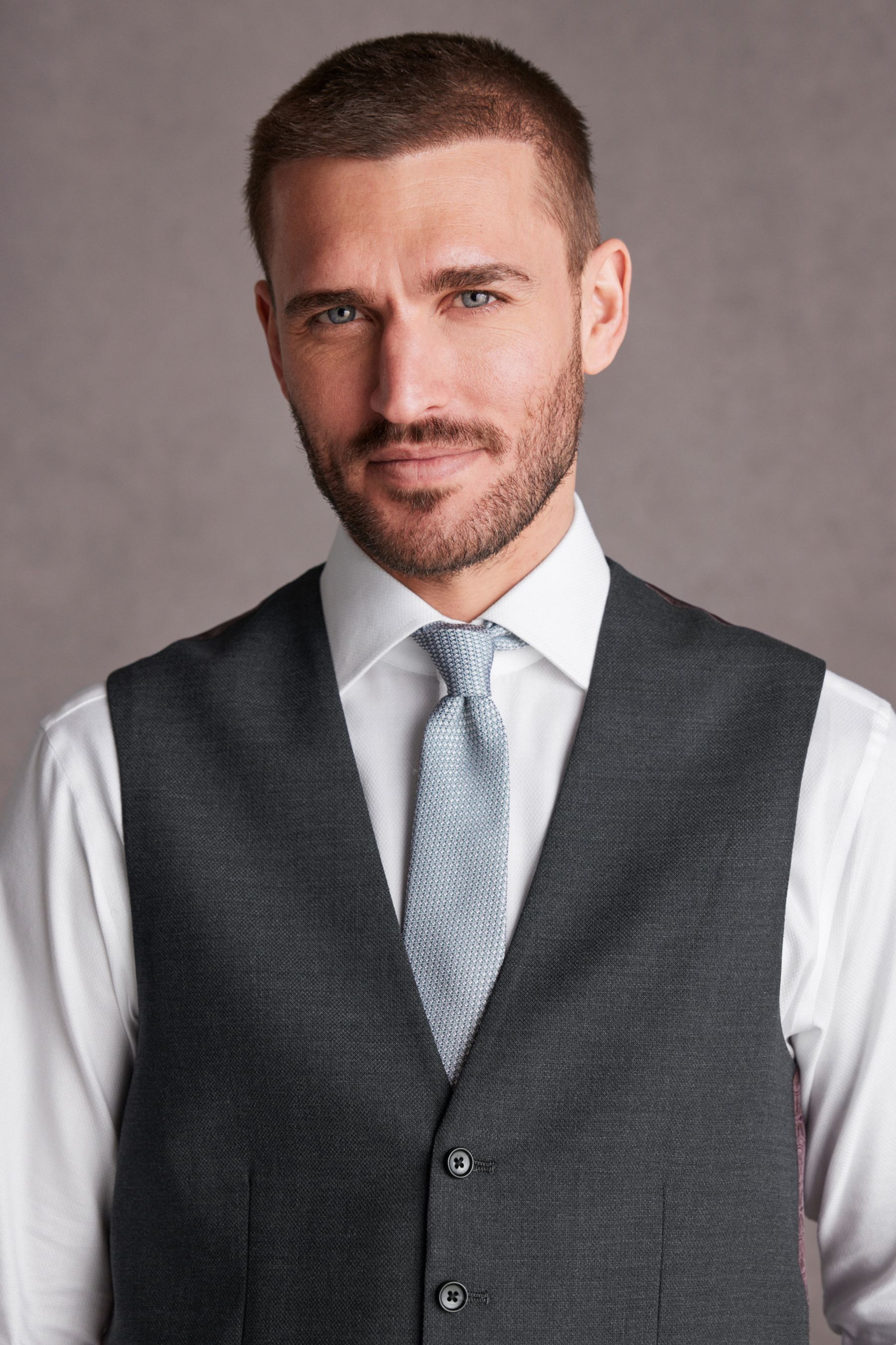 Buy Charcoal Grey Slim Fit Signature Tollegno Suit: Waistcoat from the ...