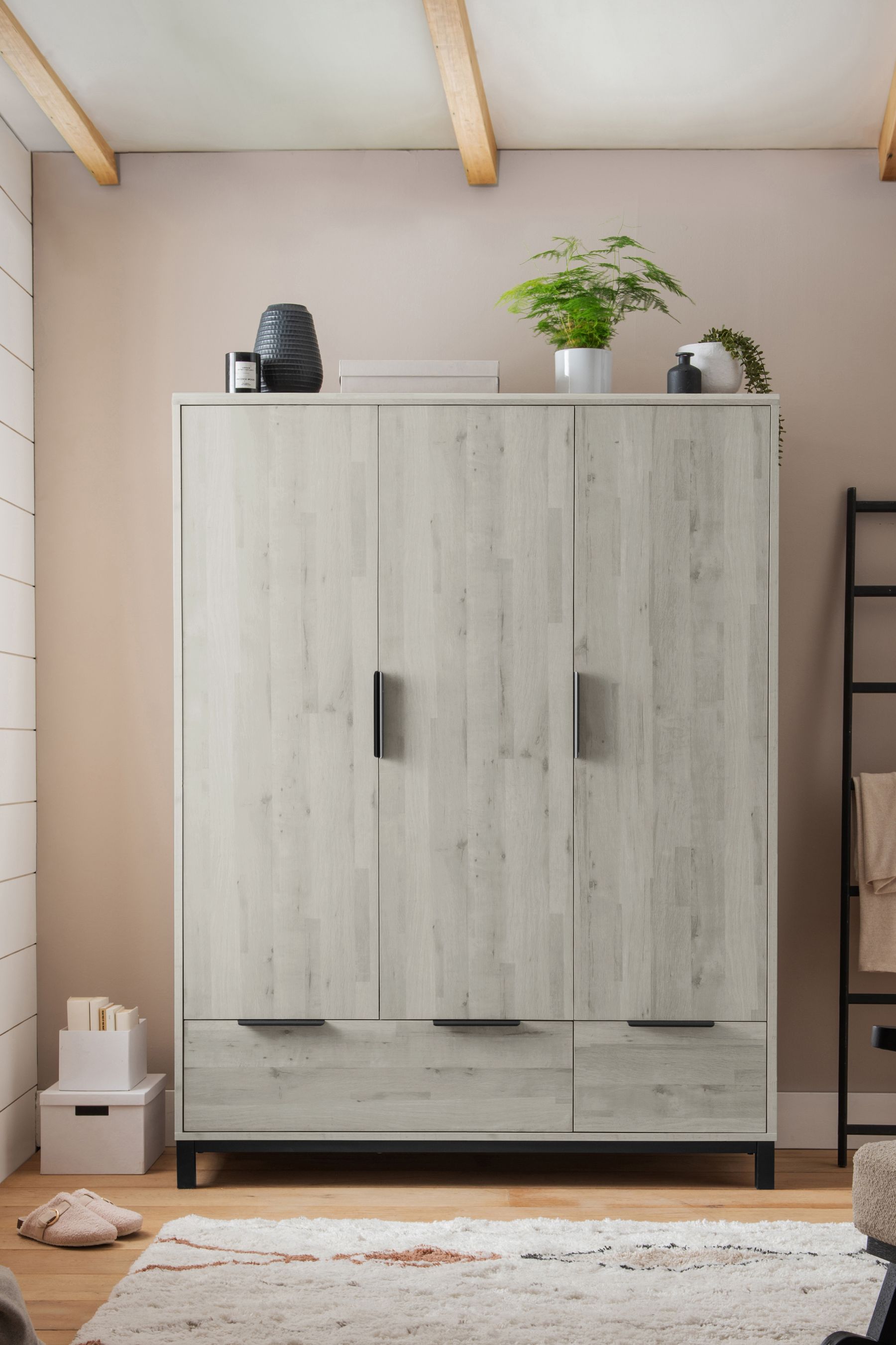 Buy Grey Bronx Oak Effect Triple, 2 Drawers Wardrobe from the Next UK ...