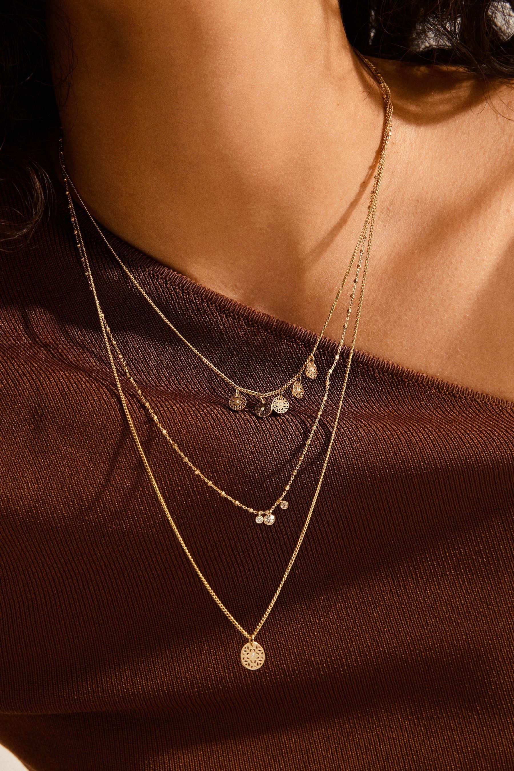 Buy PILGRIM Gold Plated Carol Bohemian Layered Necklace 3-in-1 Set from ...