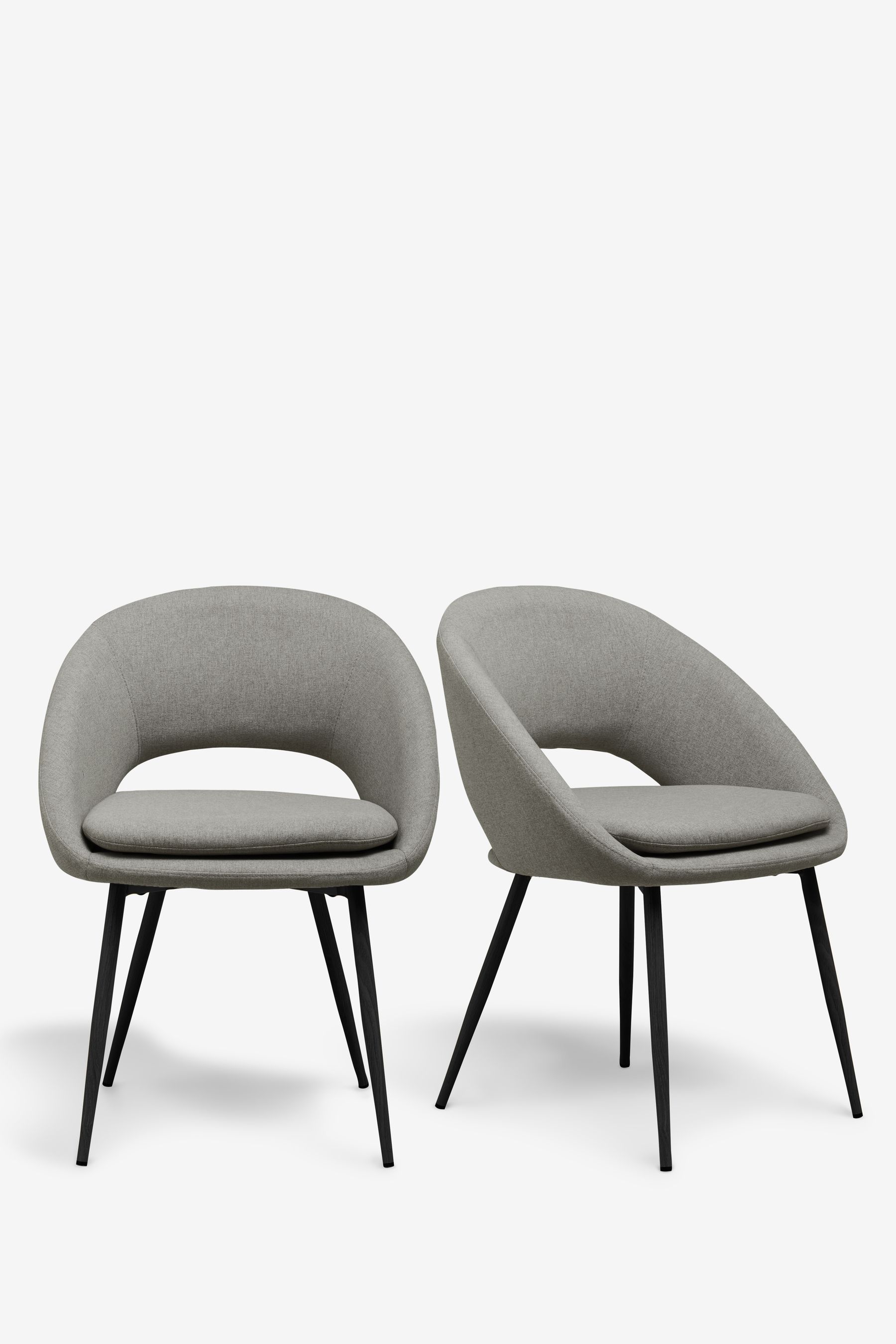 Buy Set of 2 Fine Chenille Mid Grey Hewitt Black Leg Dining Chairs from ...