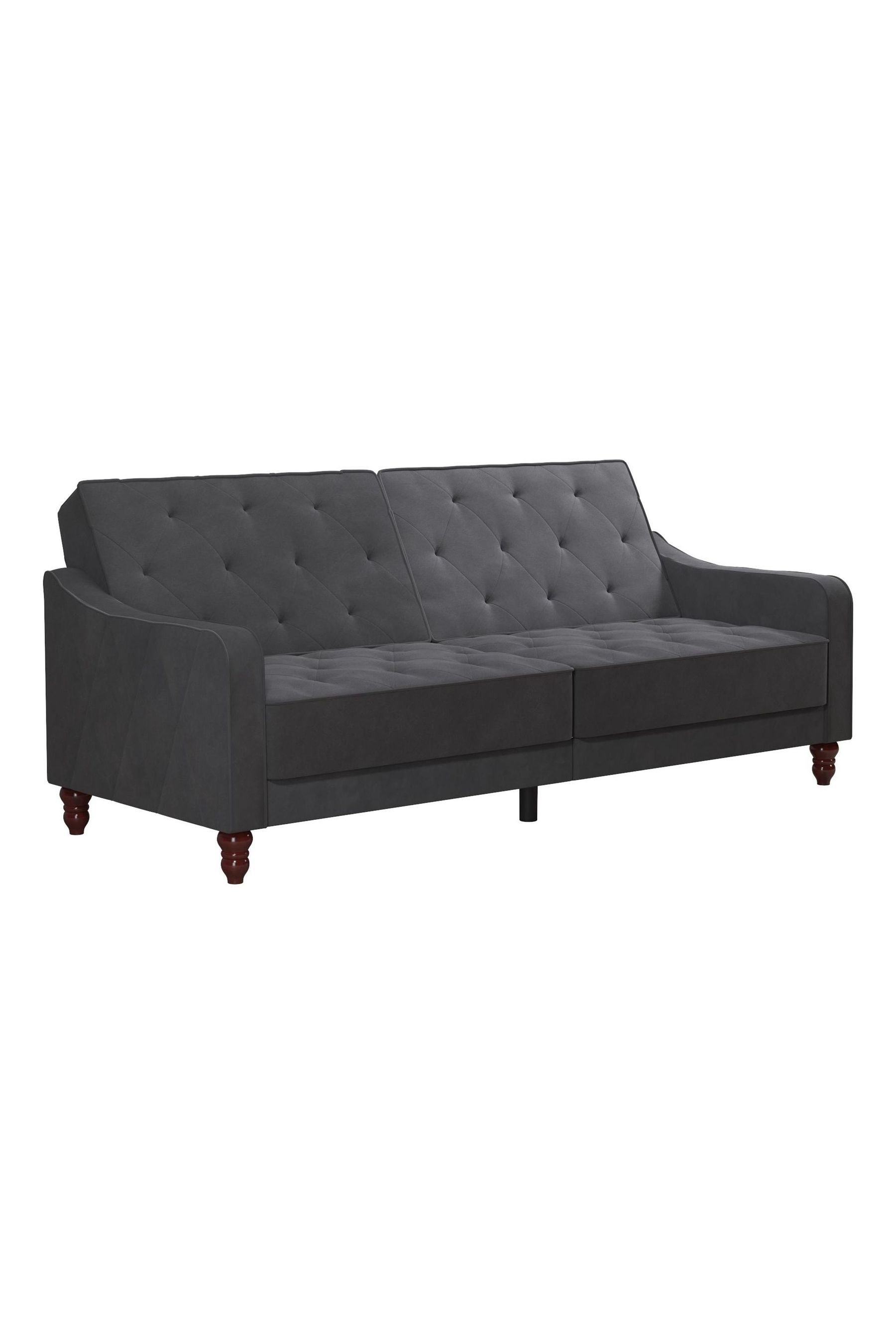 Buy Novogratz Grey Vintage Velvet Tufted Futon Vintage Velvet Tufted ...