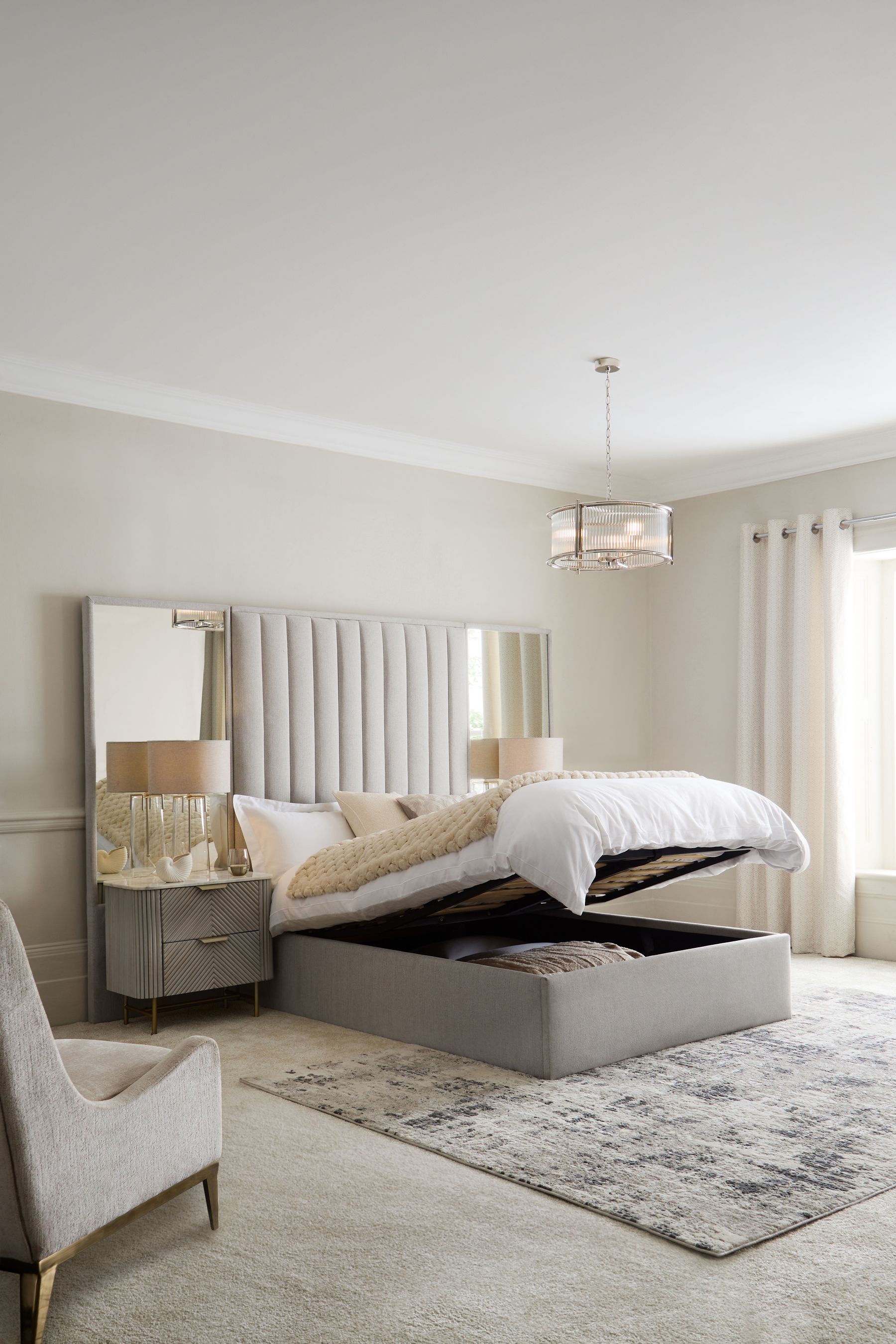 Buy Contemporary Blend Light Natural Cerys Upholstered Hotel Bed Frame ...