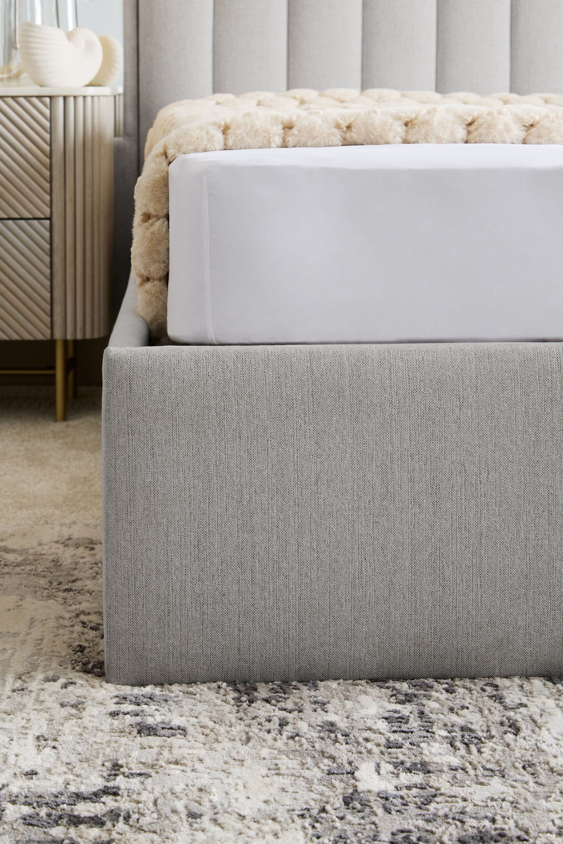 Buy Contemporary Blend Light Natural Cerys Upholstered Hotel Bed Frame ...