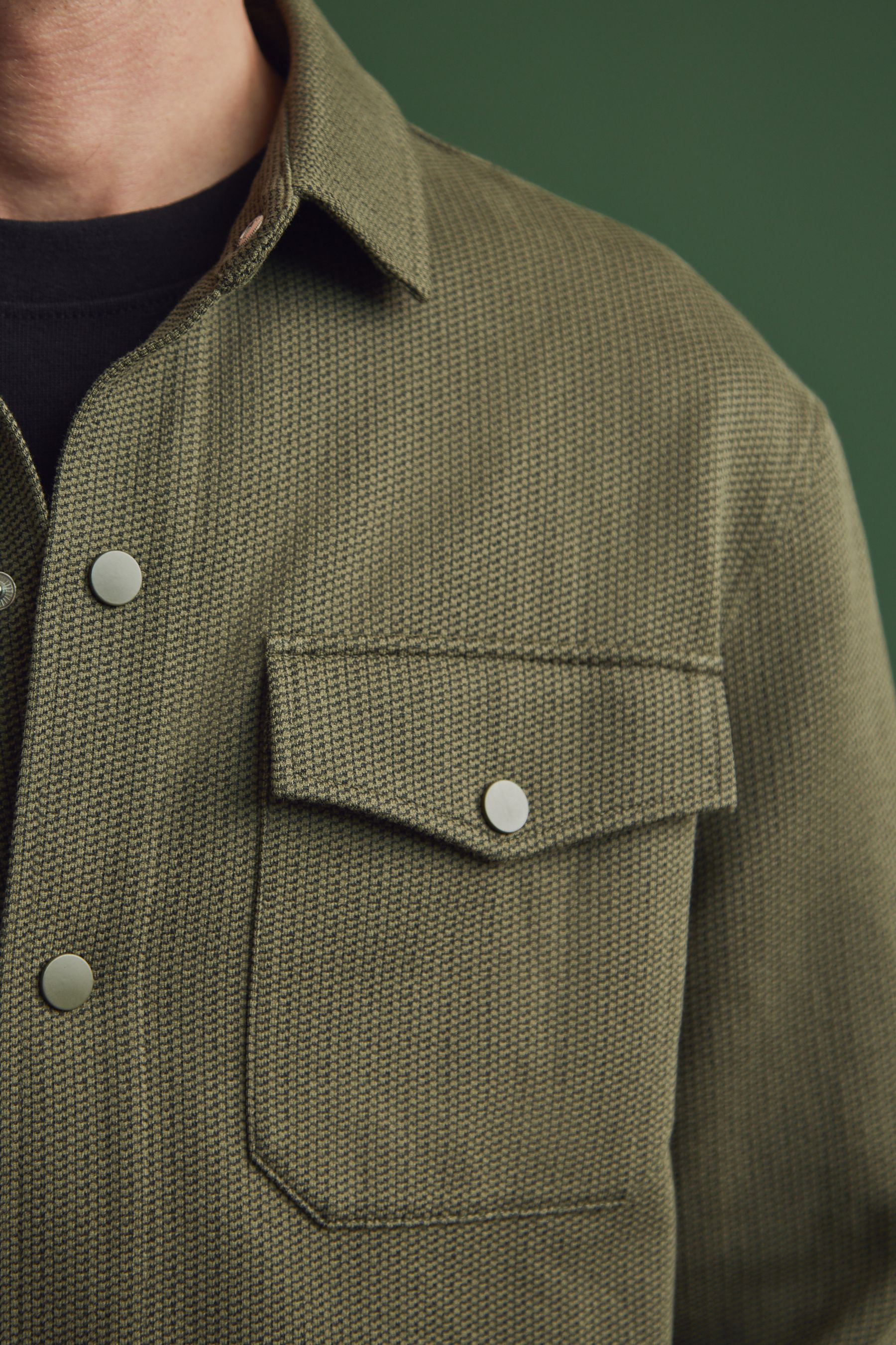 Buy Khaki Green Premium Texture Jersey Shacket from the Next UK online shop