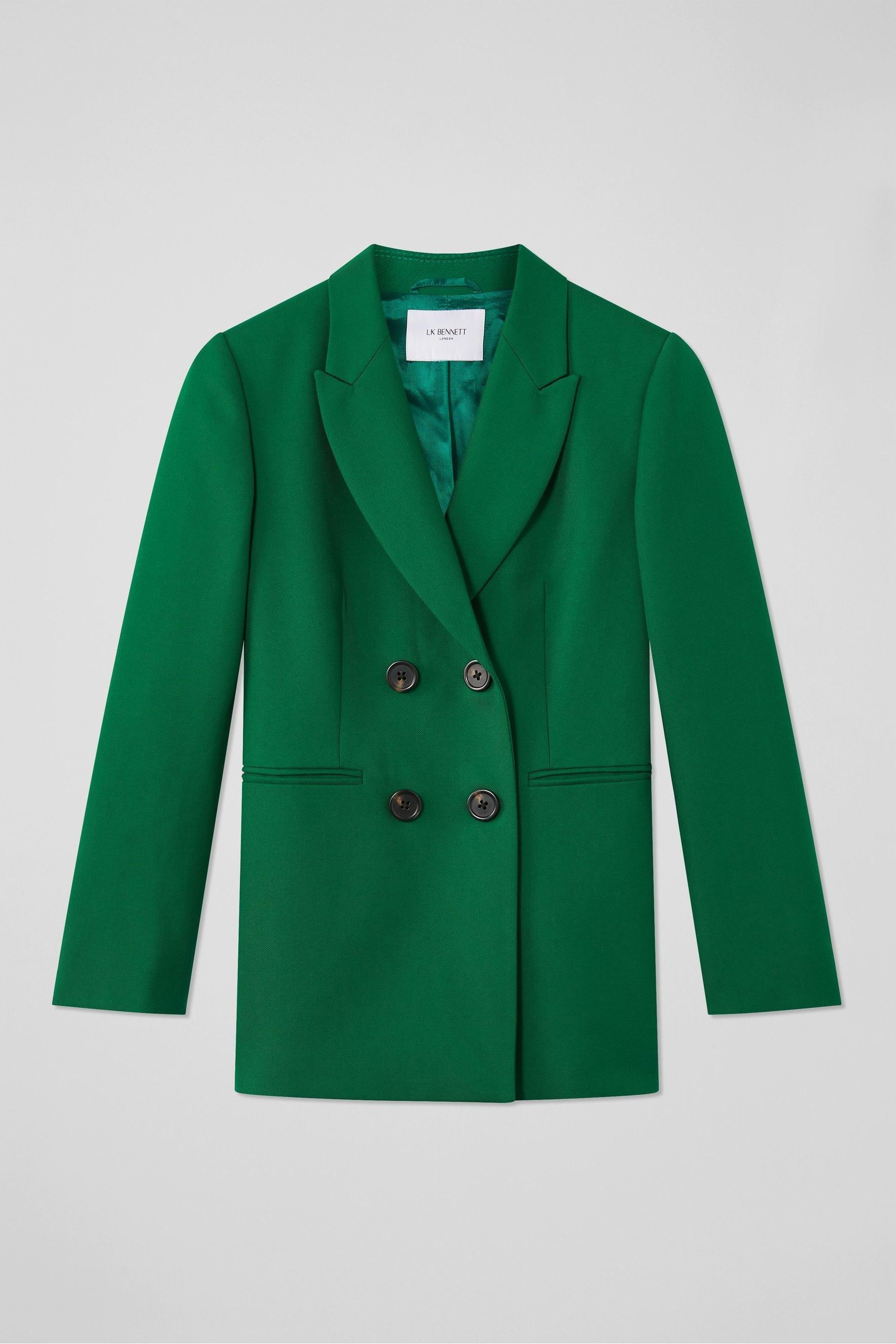 Buy LK Bennett Green Mariner Lenzing™ Ecovero™ Viscose Blend Jacket ...