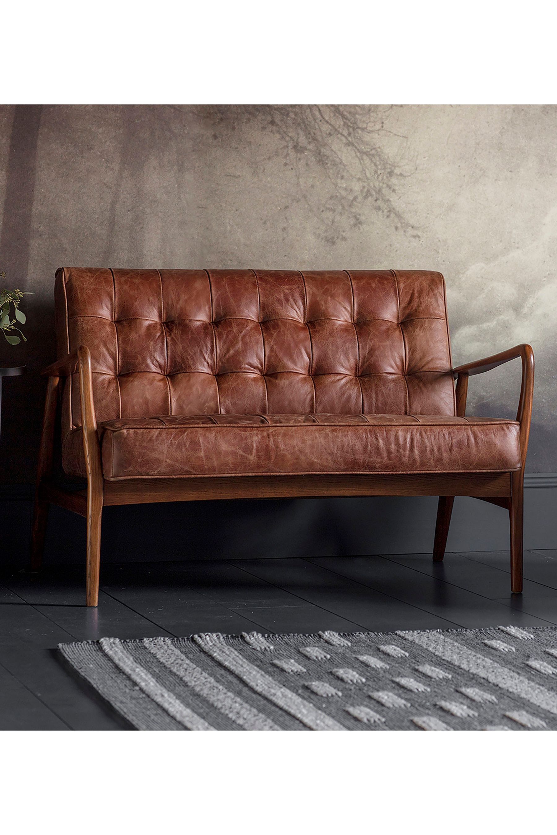 Buy Gallery Home Vintage Brown Humber Leather 2 Seater Sofa from the ...