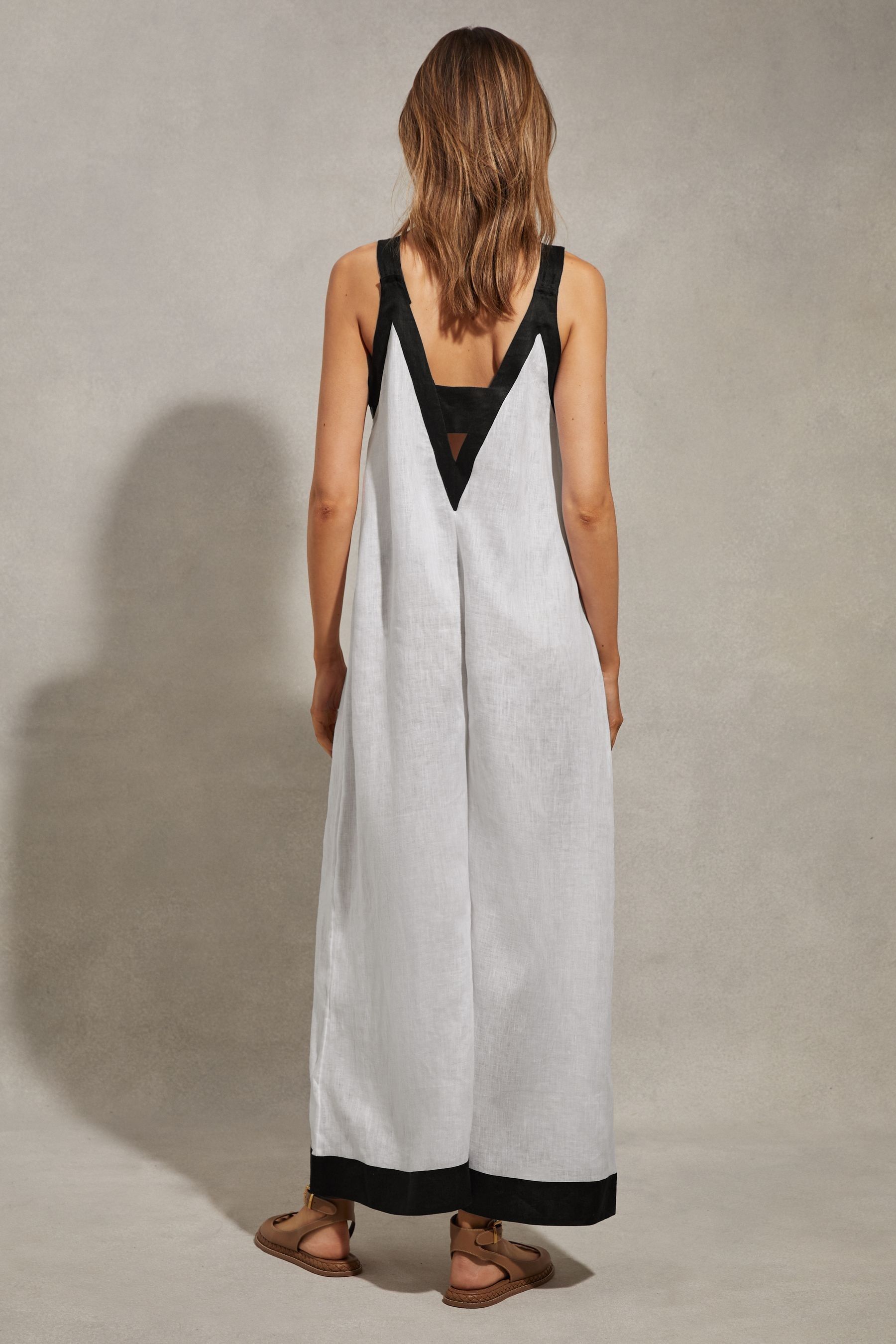 Buy Reiss White/Navy Aida Linen Wide Leg Jumpsuit from the Next UK ...