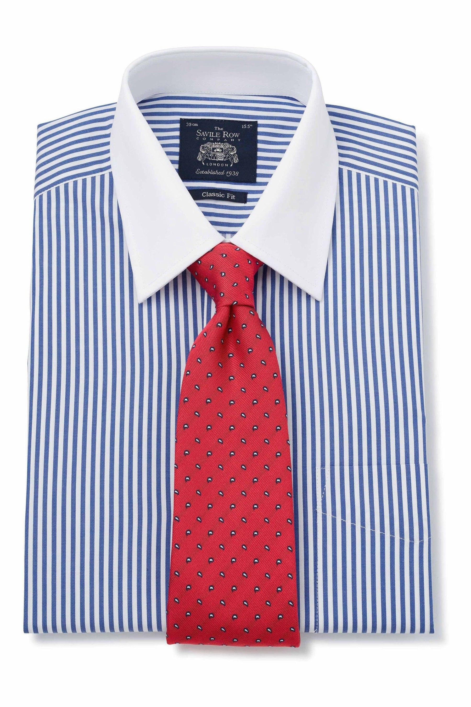 Buy Savile Row Co Blue Stripe Classic Fit Double Cuff Shirt From Next