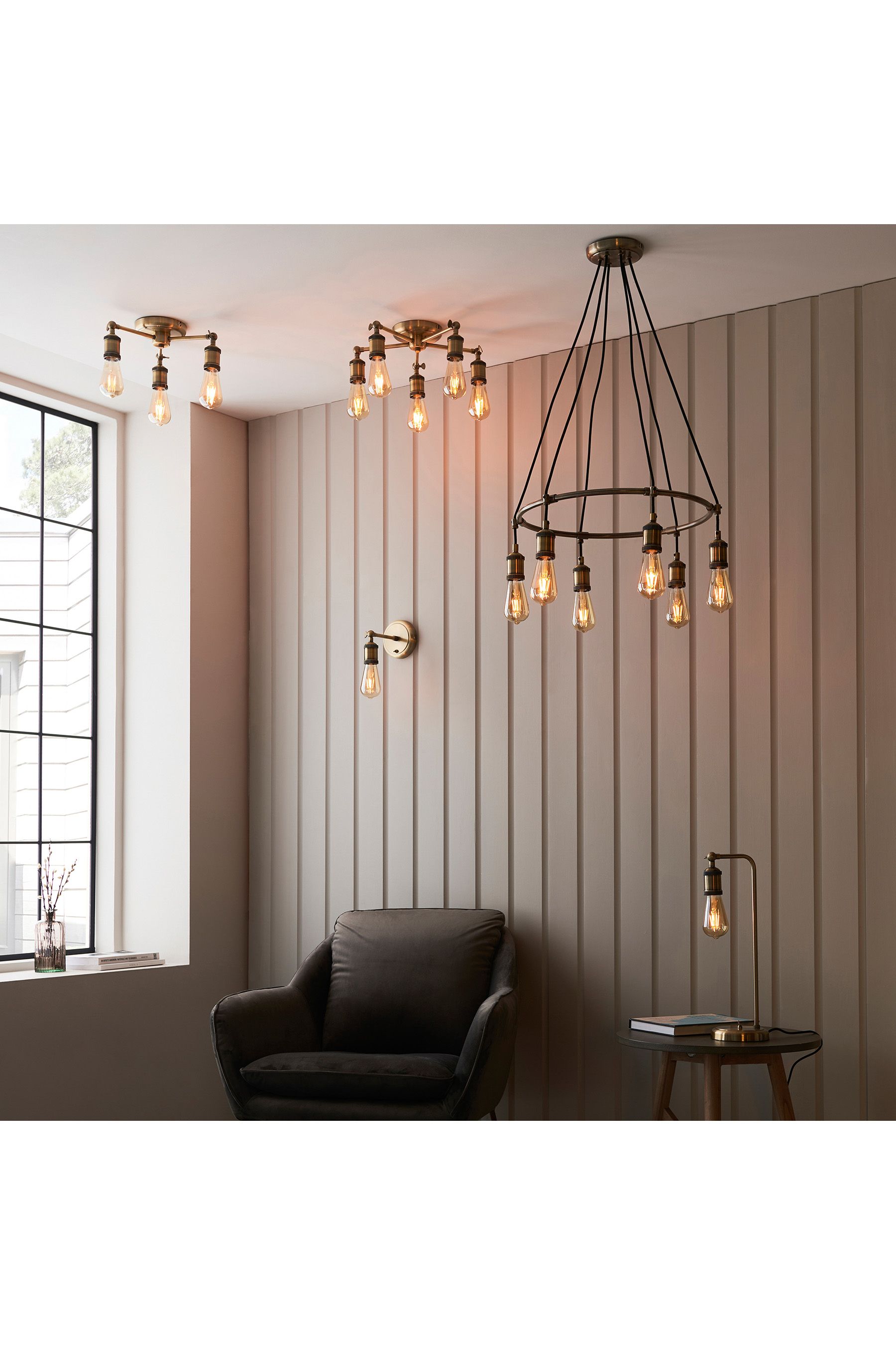 Buy Gallery Home Antique Brass Hamilton 5 Bulb Ceiling Light from the ...