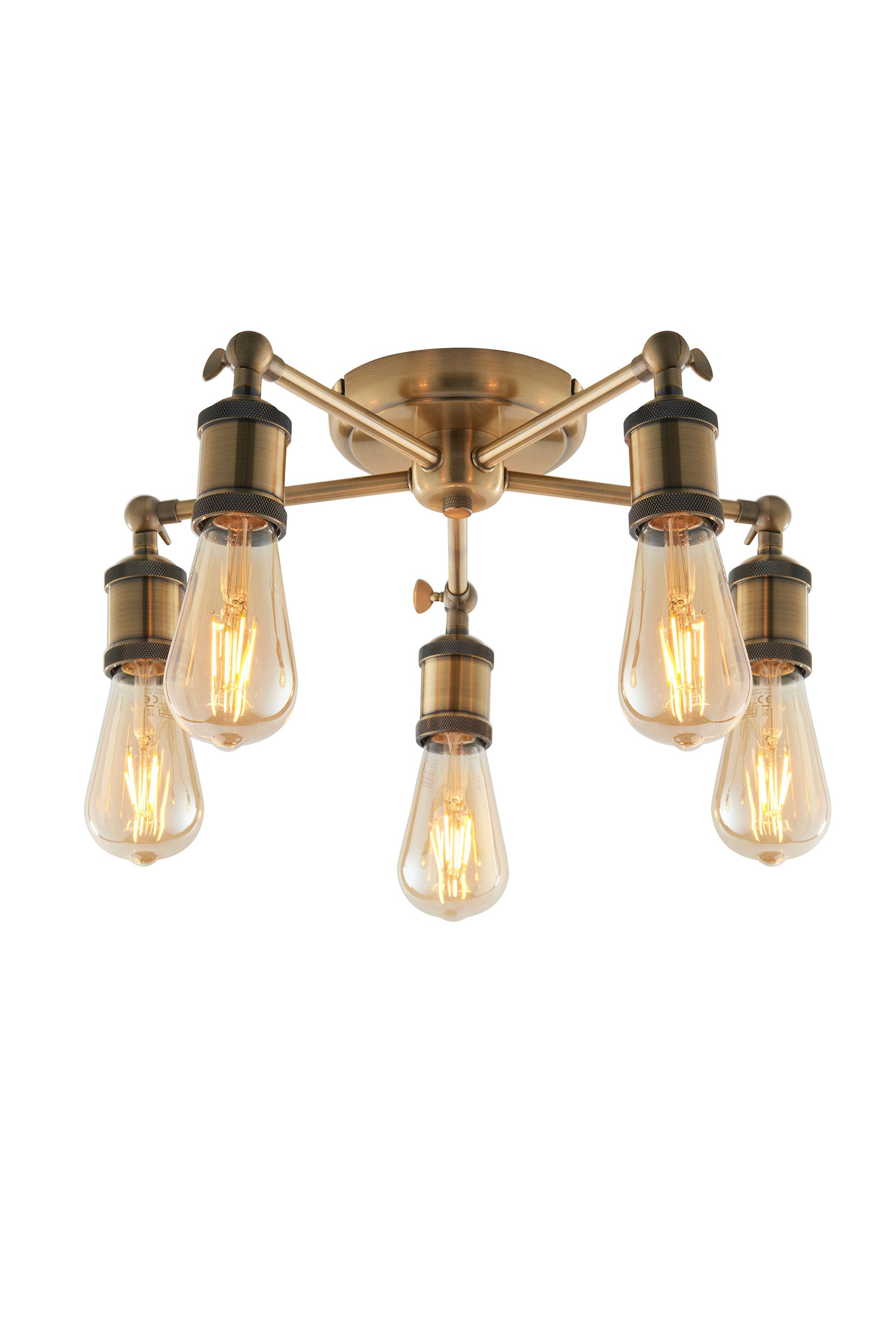 Buy Gallery Home Antique Brass Hamilton 5 Bulb Ceiling Light from the ...