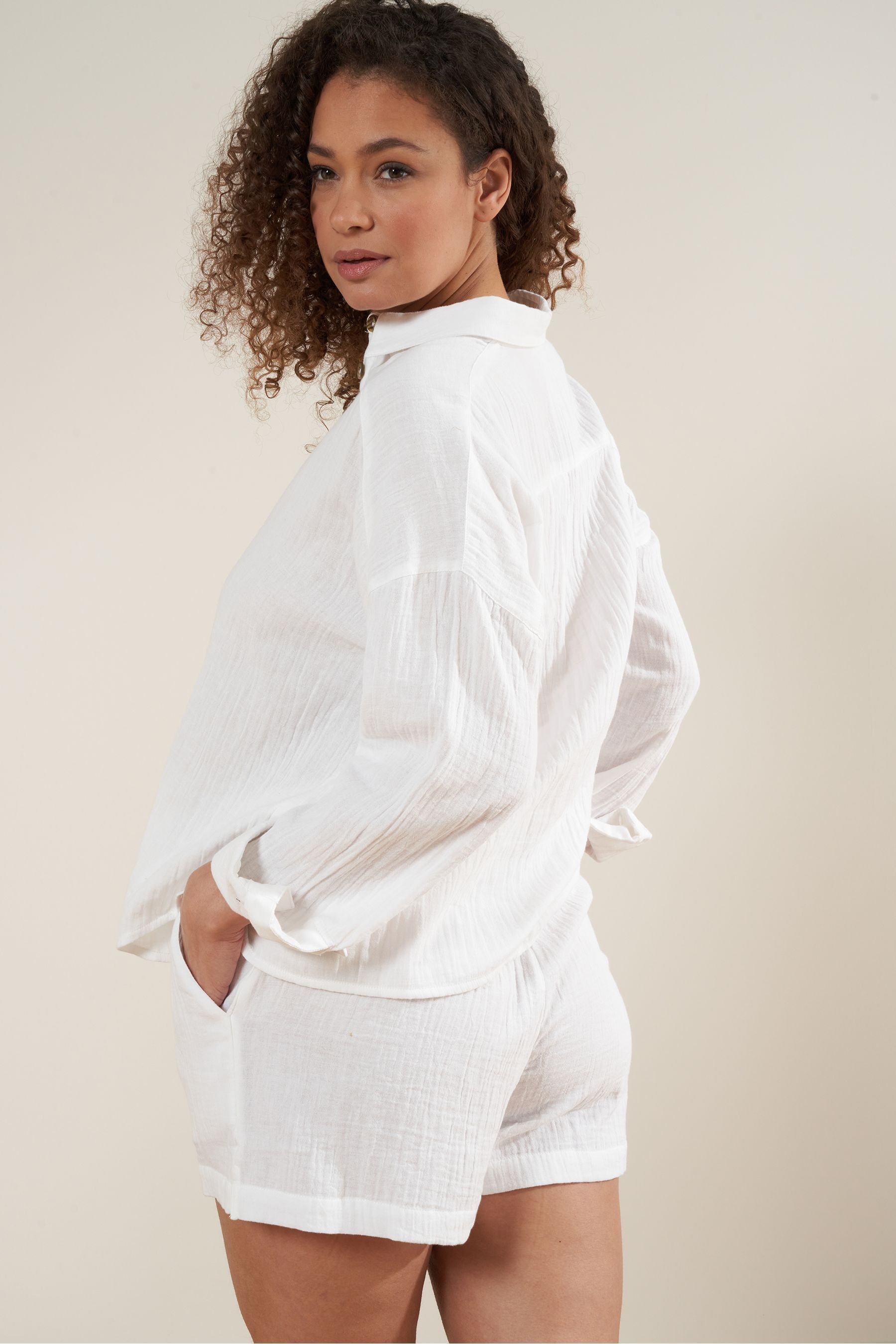 Buy Truly Cheesecloth White Short And Shirt Set from the Next UK online ...