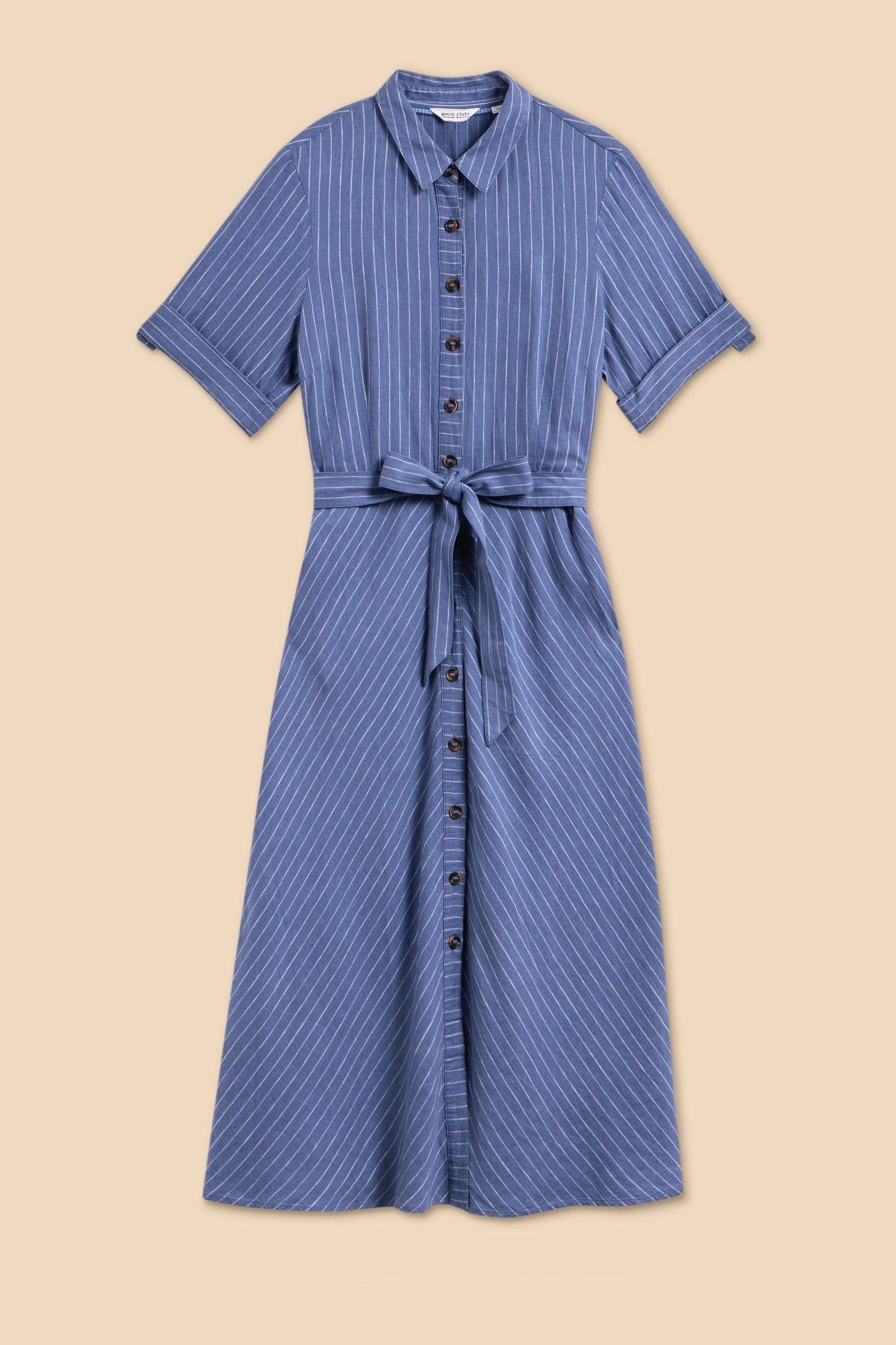 Buy White Stuff Blue Beth Linen Blend Shirt Dress from the Next UK ...