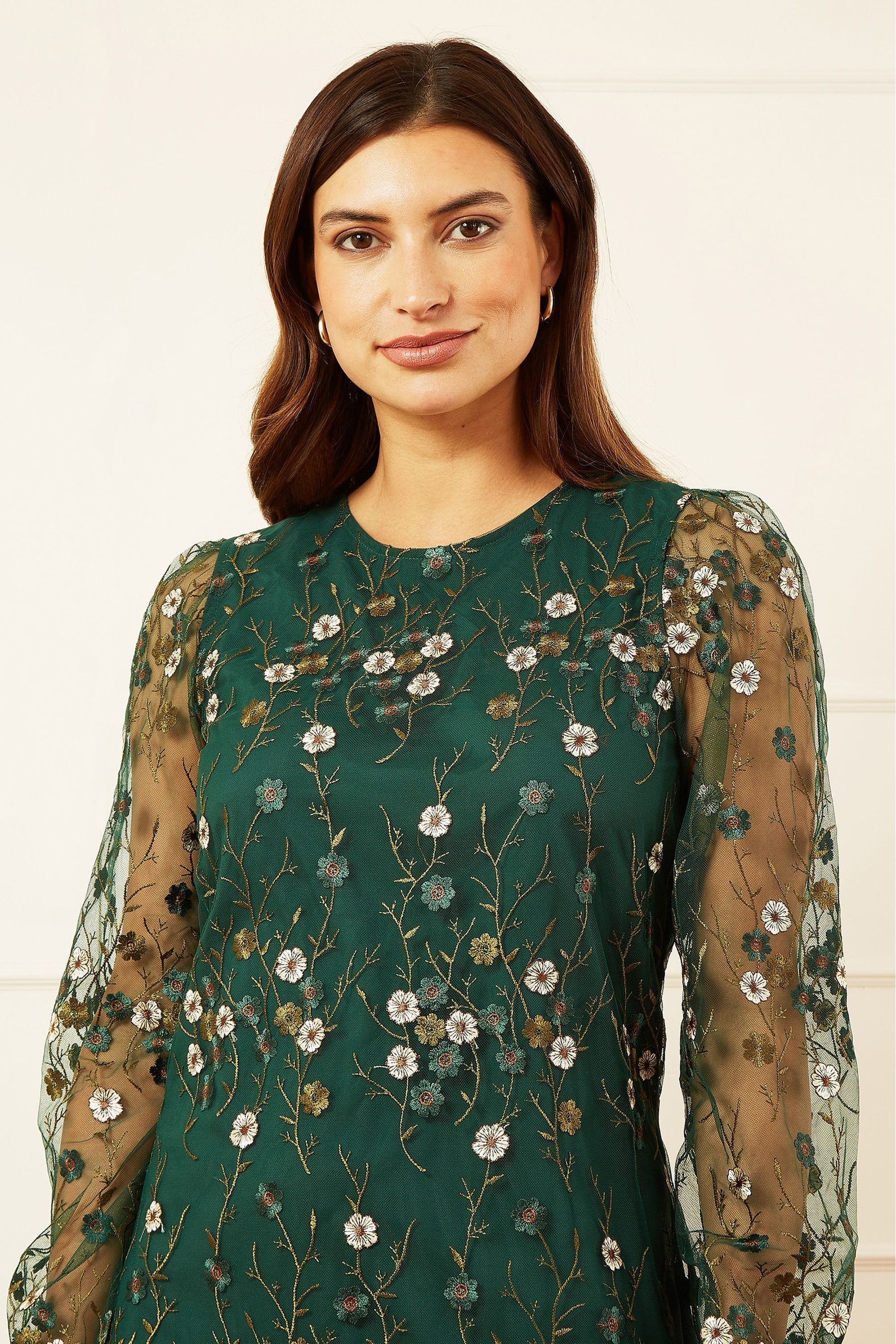 Buy Yumi Green Embroidered Floral Tunic Dress From The Next Uk Online Shop